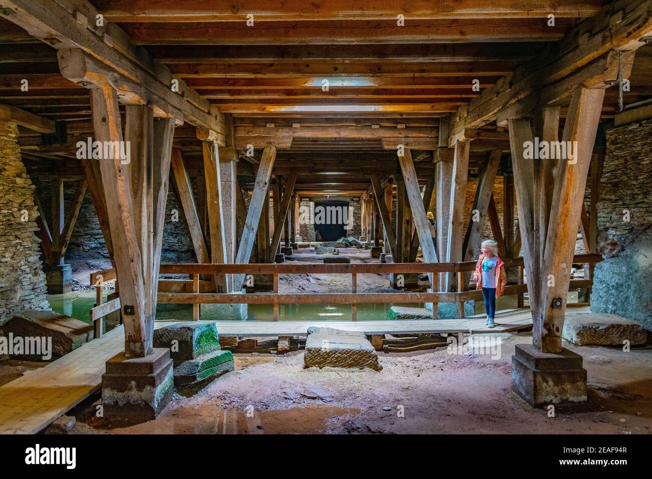Underground passage of the old roman amphitheater in Trier, Germany ...
