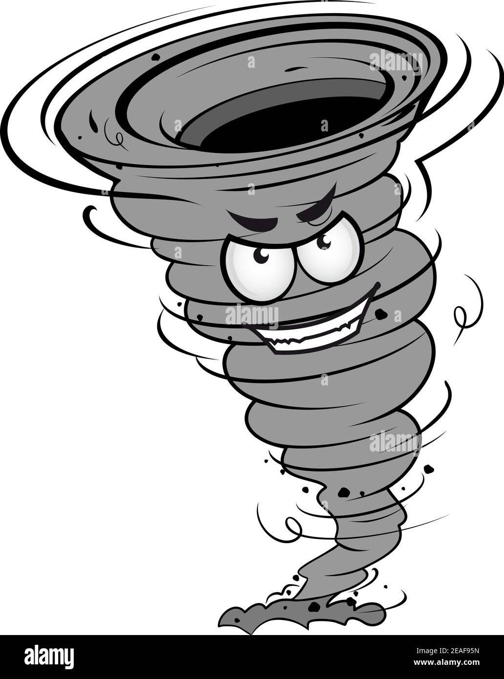 Angry hurricane disaster in cartoon mascot style for weather concept ...