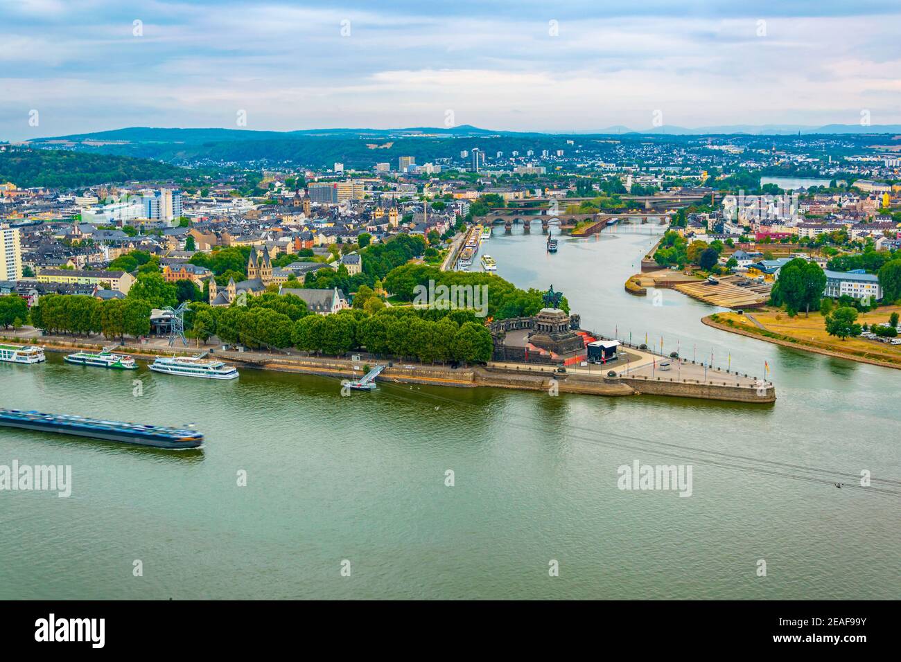 Deutsches eck at confluence of mosel and rhein rivers hi-res stock ...