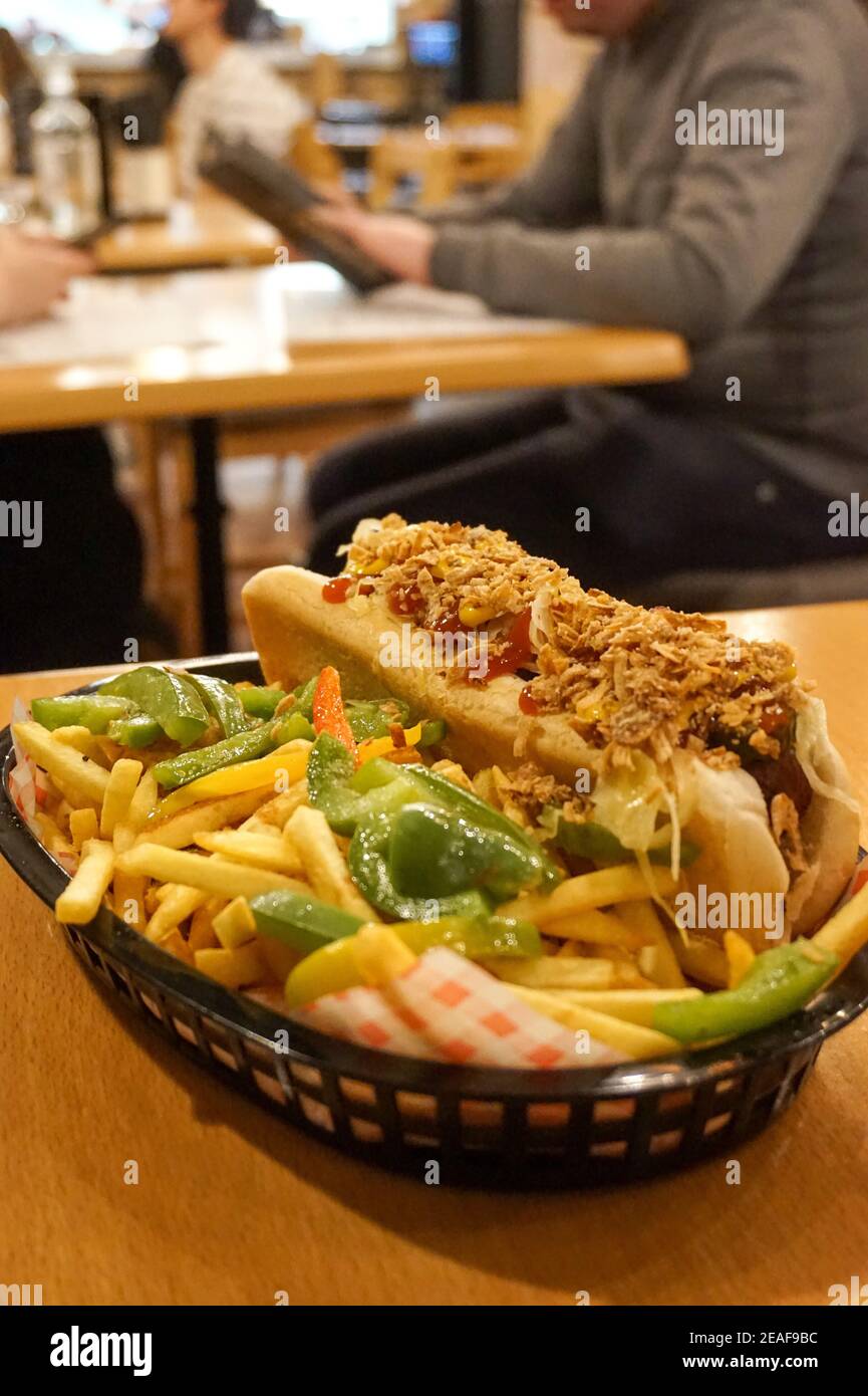 Plant-based food, Hot dog, Salt & Pepper fries, Down the Hatch, Vegan ...