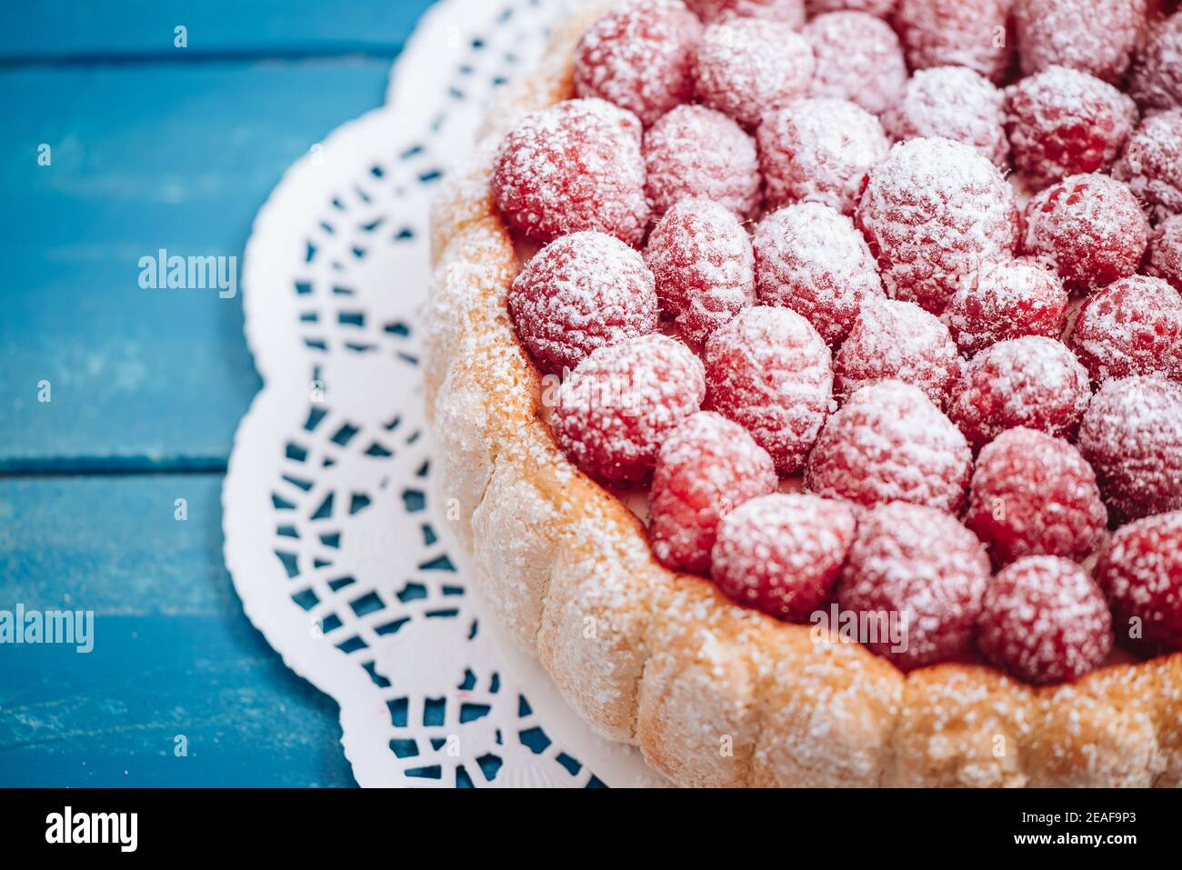 Delicious french Charlotte cake with raspberries and savoiardi biscuits ...