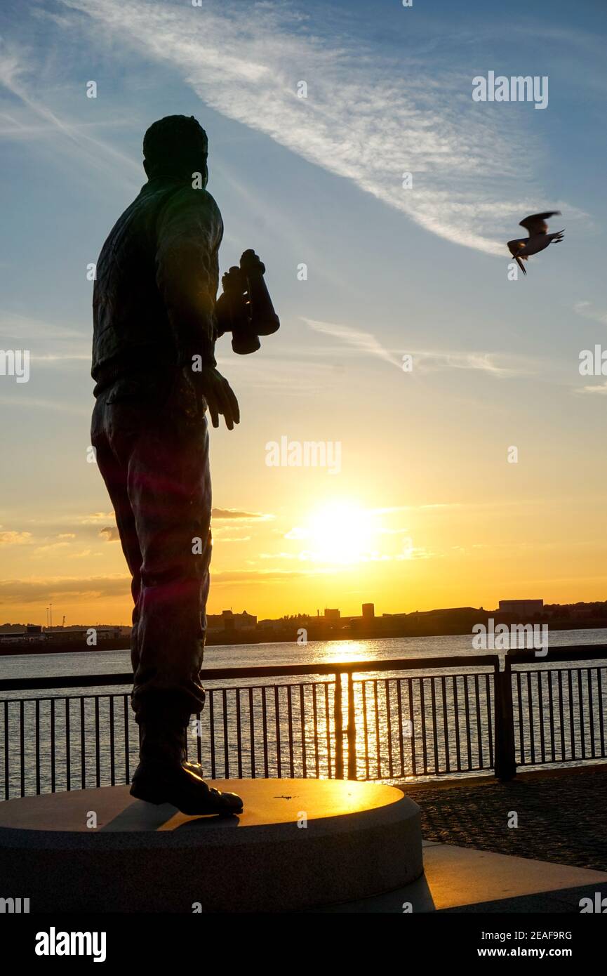 Sunset & bird view with Statue of Captain Frederick John Walker, Pier ...
