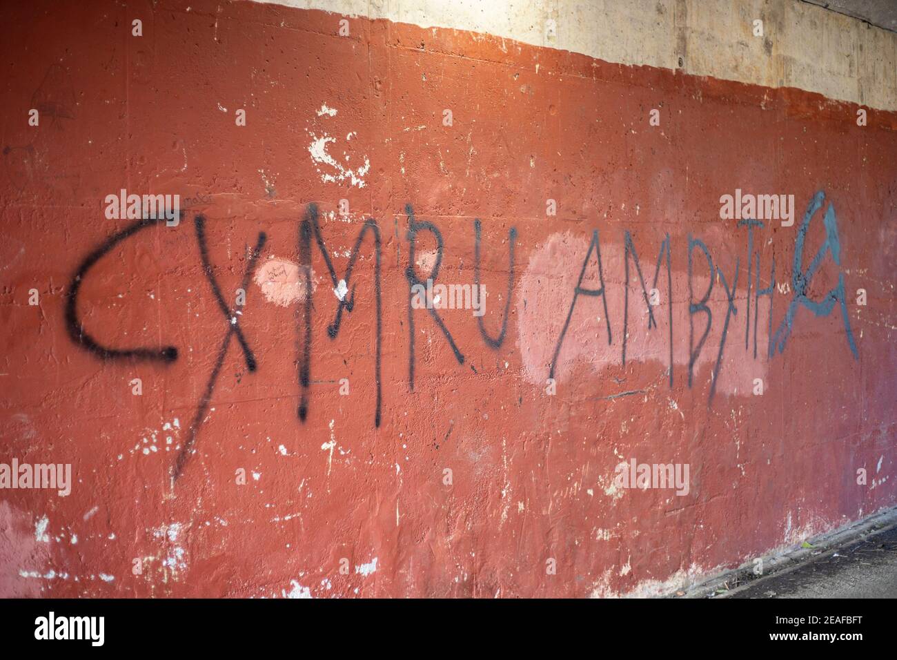 Welsh Graffiti reads 'Welsh and Proud' in Aberkenfig, Bridgend on the ...