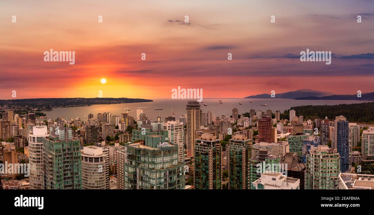 Aerial Panoramic View of the beautiful modern downtown city Stock Photo ...
