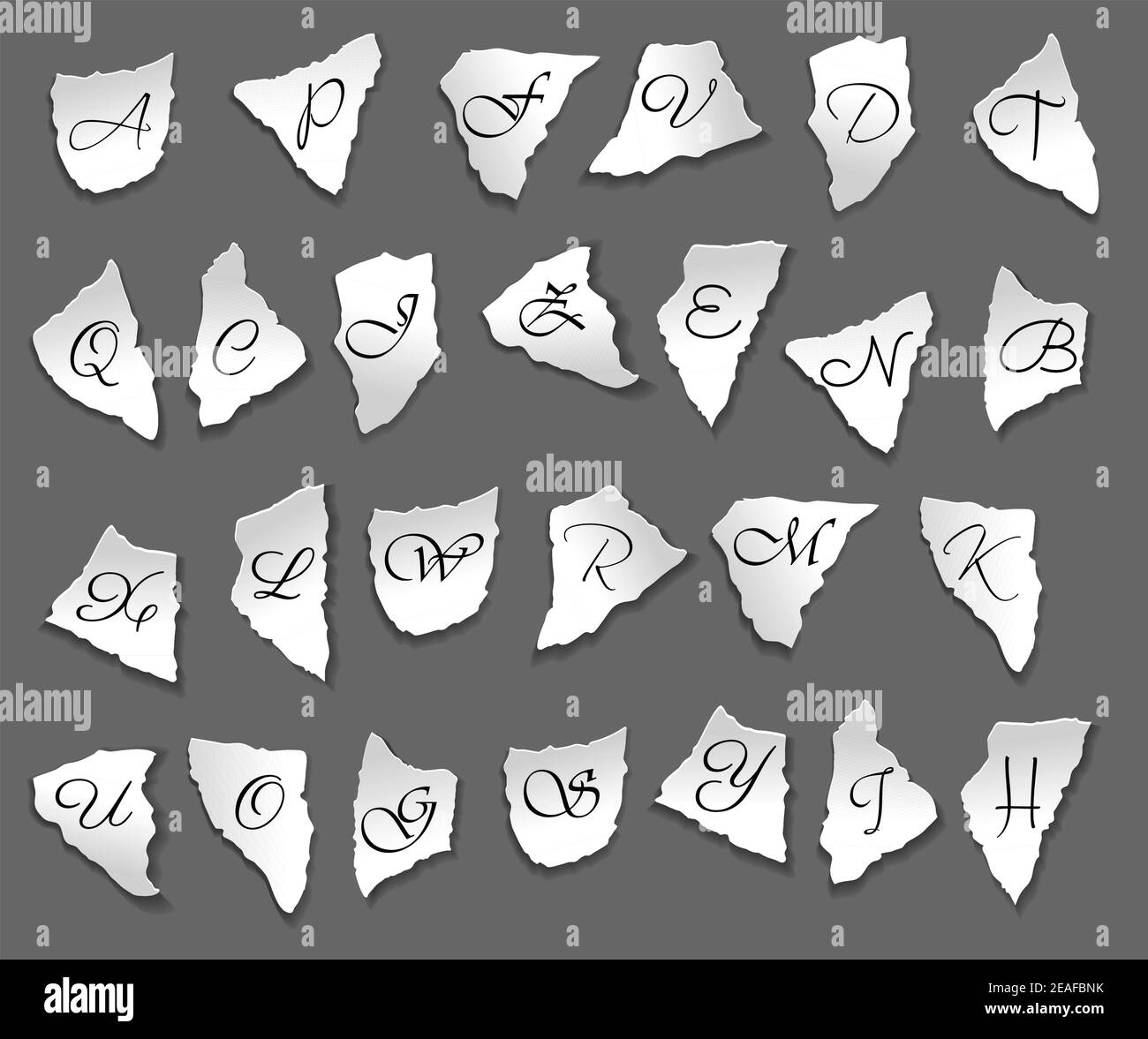 Vintage letters on bits of paper for any design Stock Vector Image ...