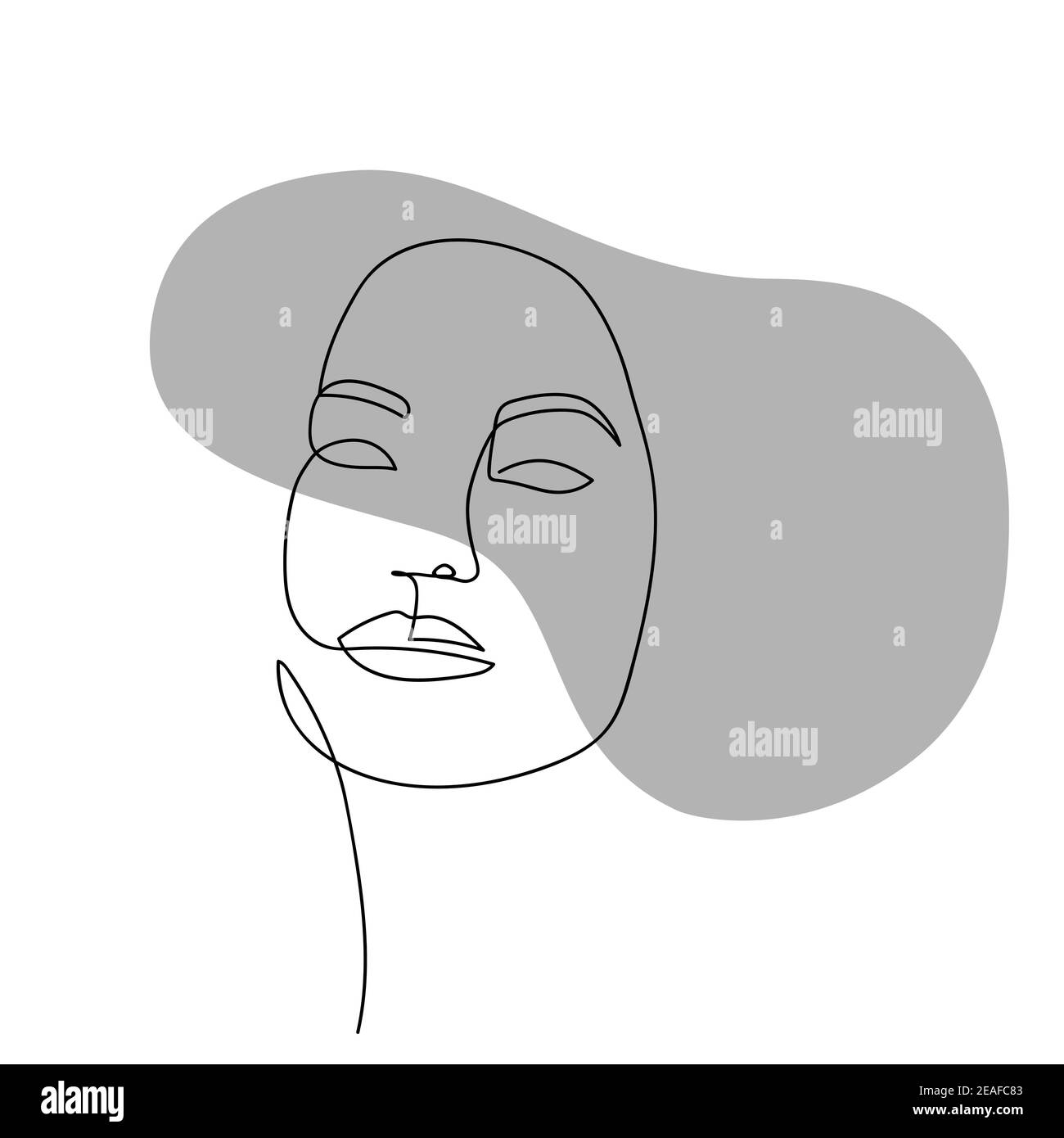 Continuous line abstract face. Contemporary female portrait. Hand drawn ...