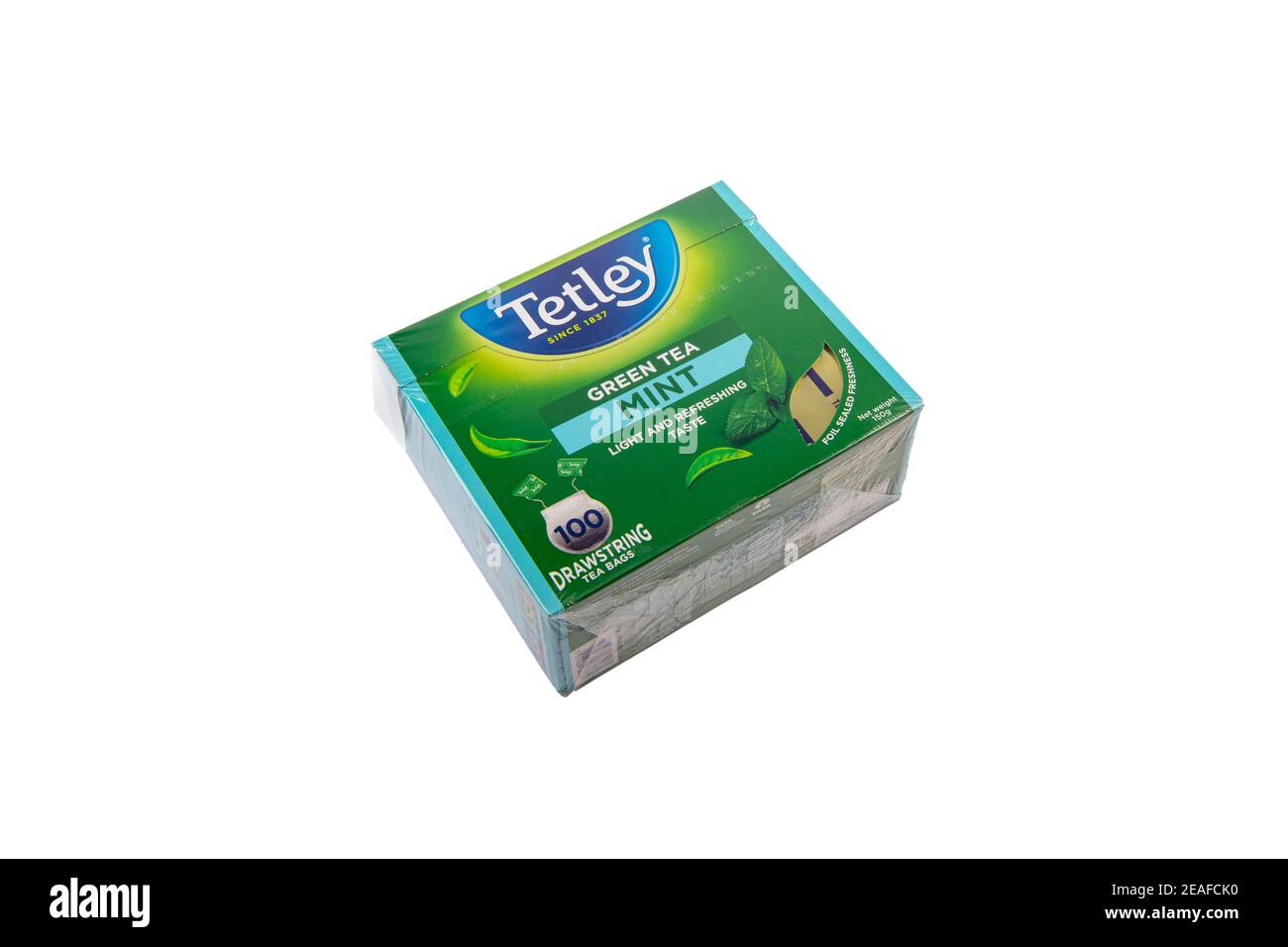 Tetley Green Tea Mint box on isolated background Stock Photo - Alamy