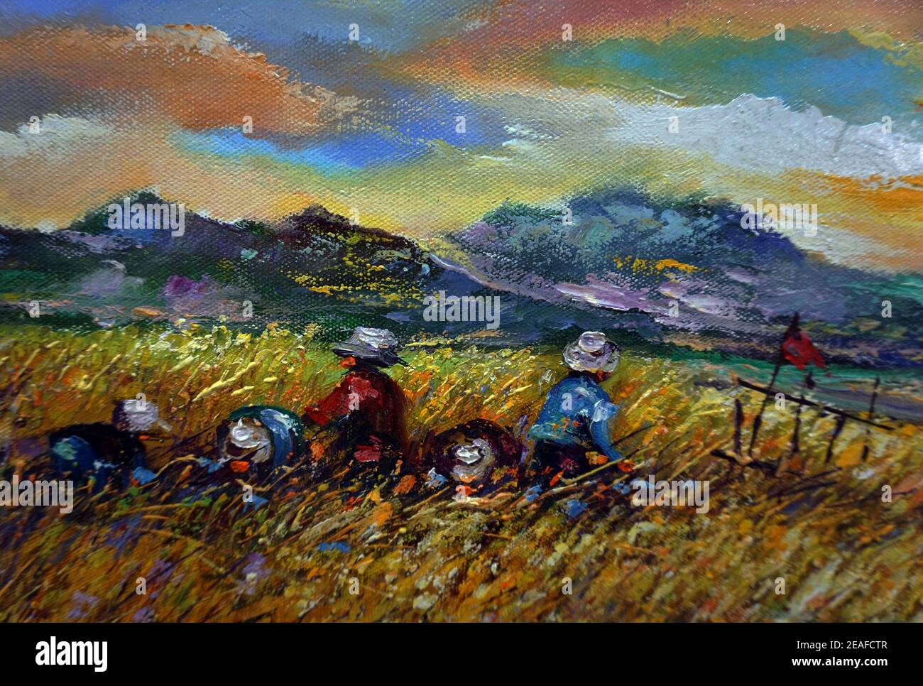 Art painting Oil color farmer , Harvest Rice , agriculturist , rural ...