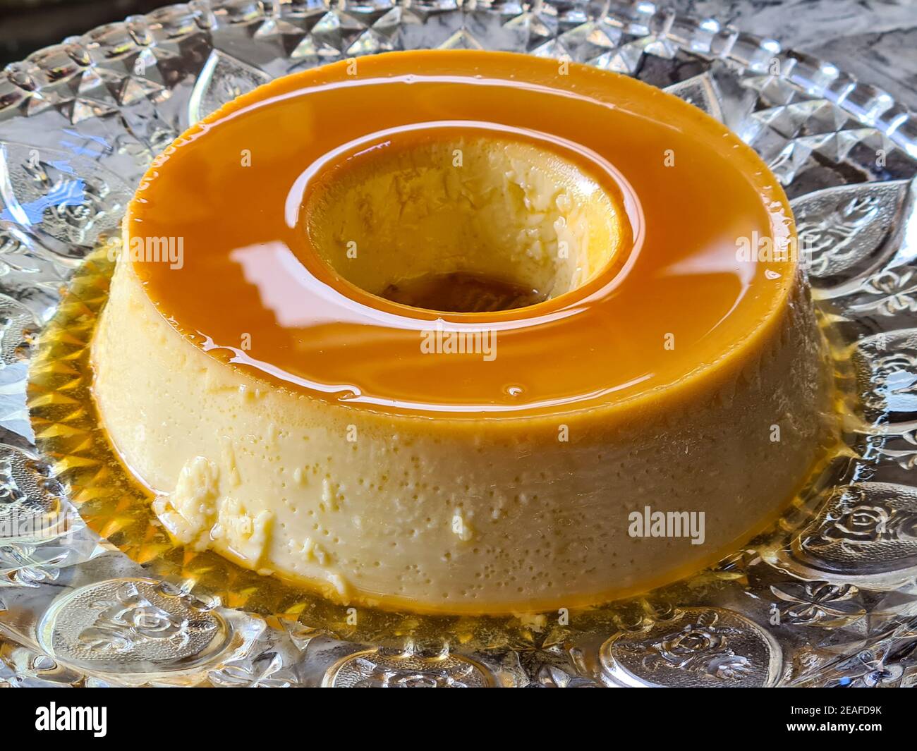 Condensed milk pudding with eggs Stock Photo - Alamy