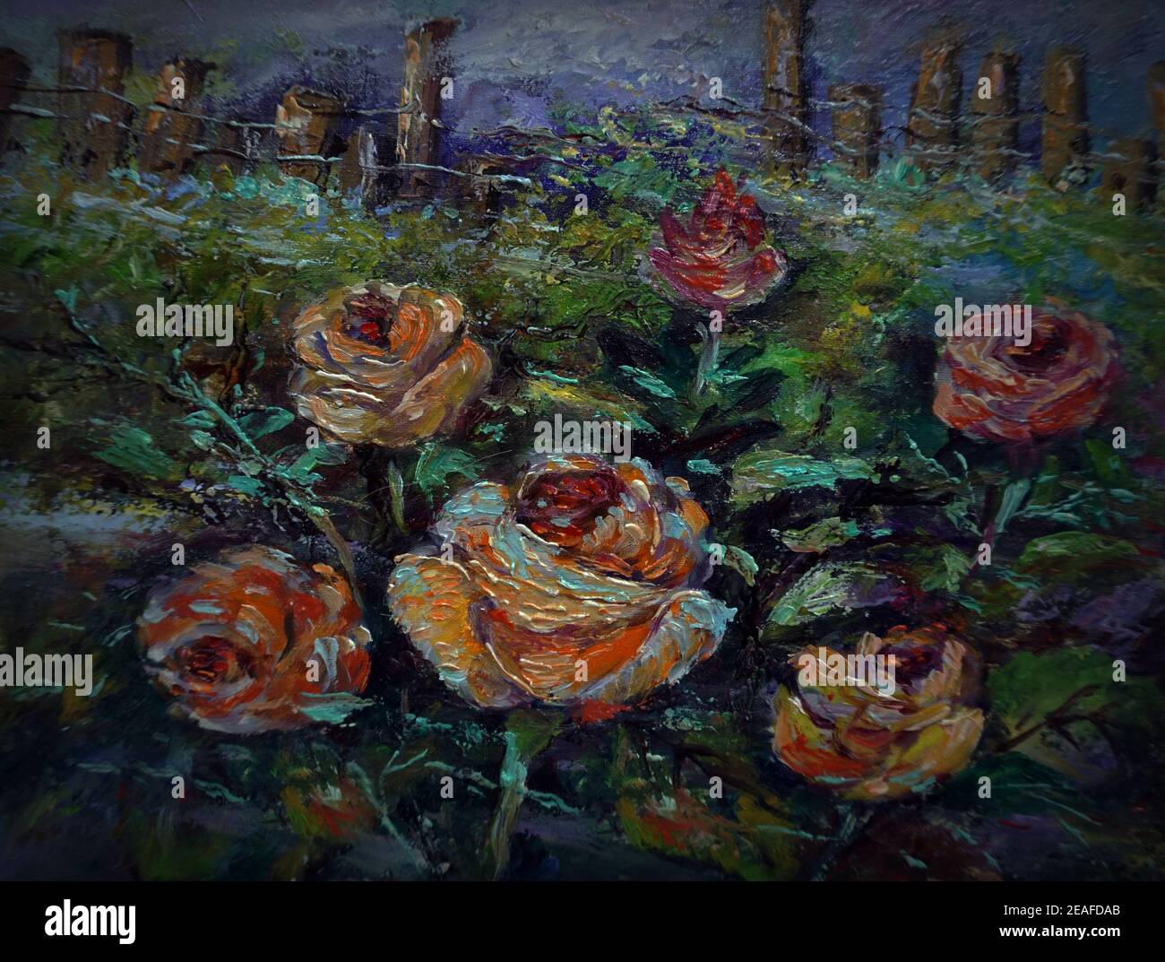 Art ,oil ,painting , rose ,flower , abstract , design , background ...