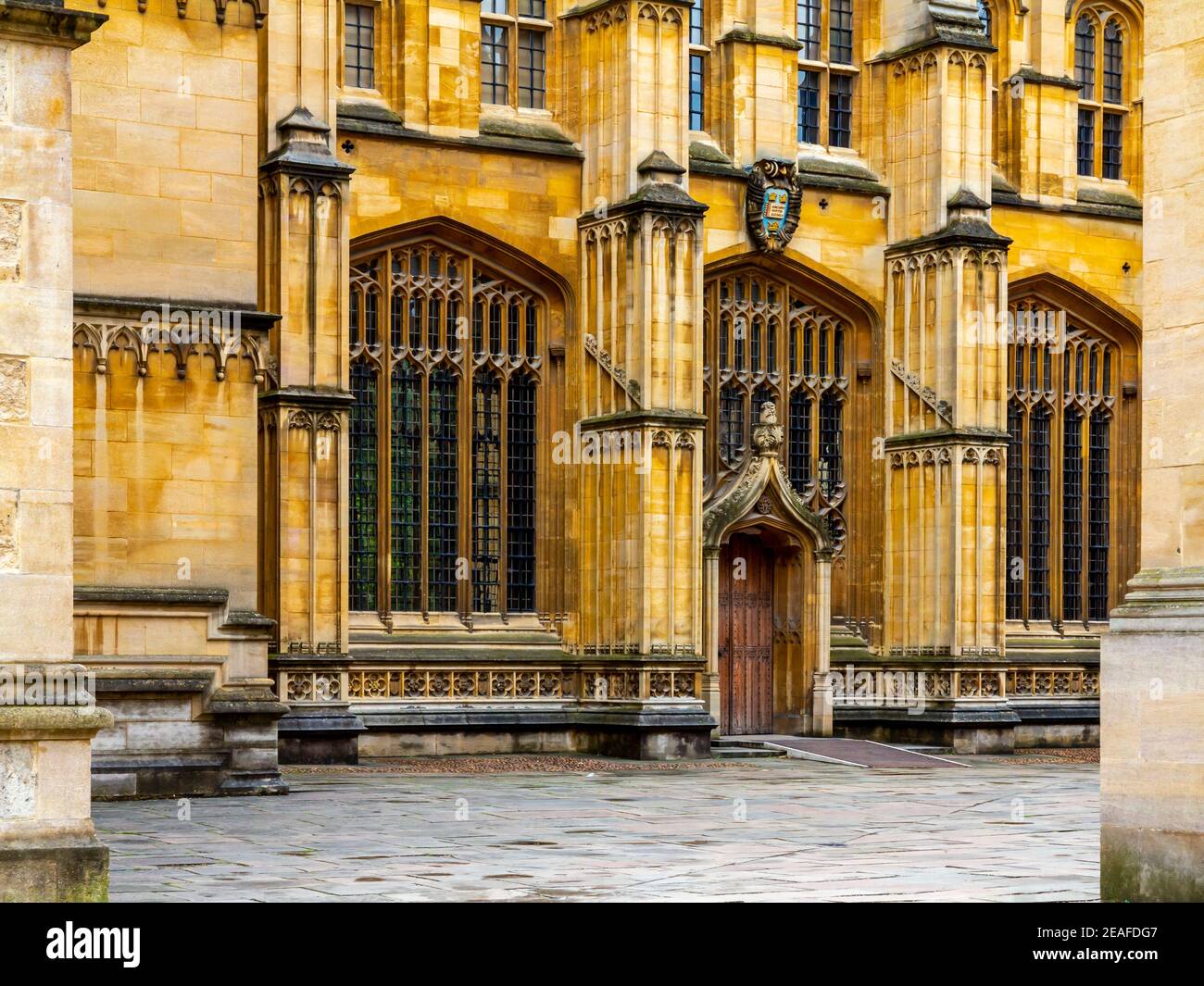 Doorway and windows in one of the buildings of the Bodleian Library in ...