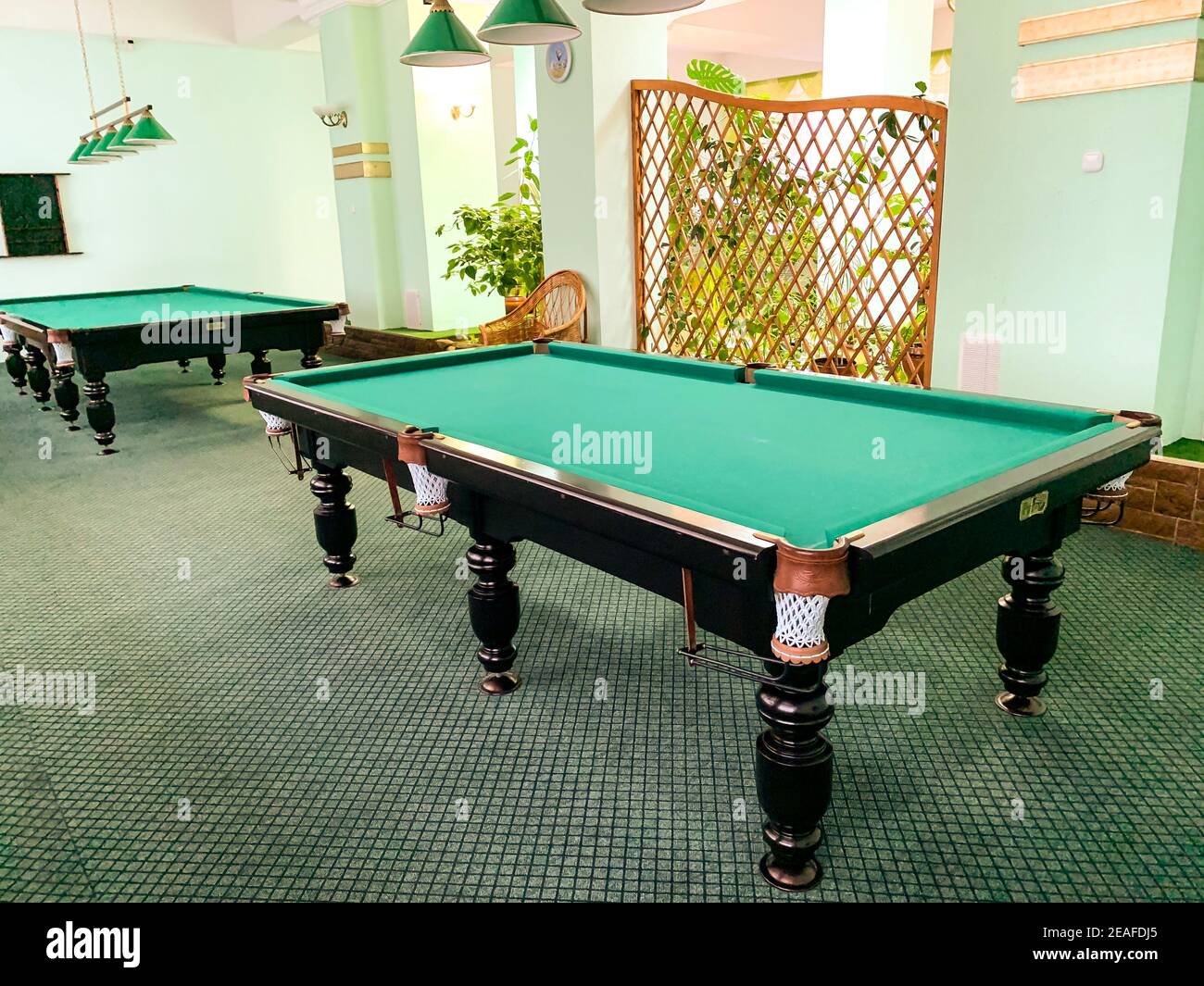 The table for billiards is in room Stock Photo - Alamy