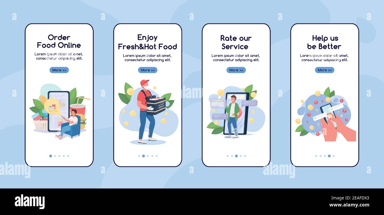 Online shopping onboarding mobile app screen flat vector template Stock ...