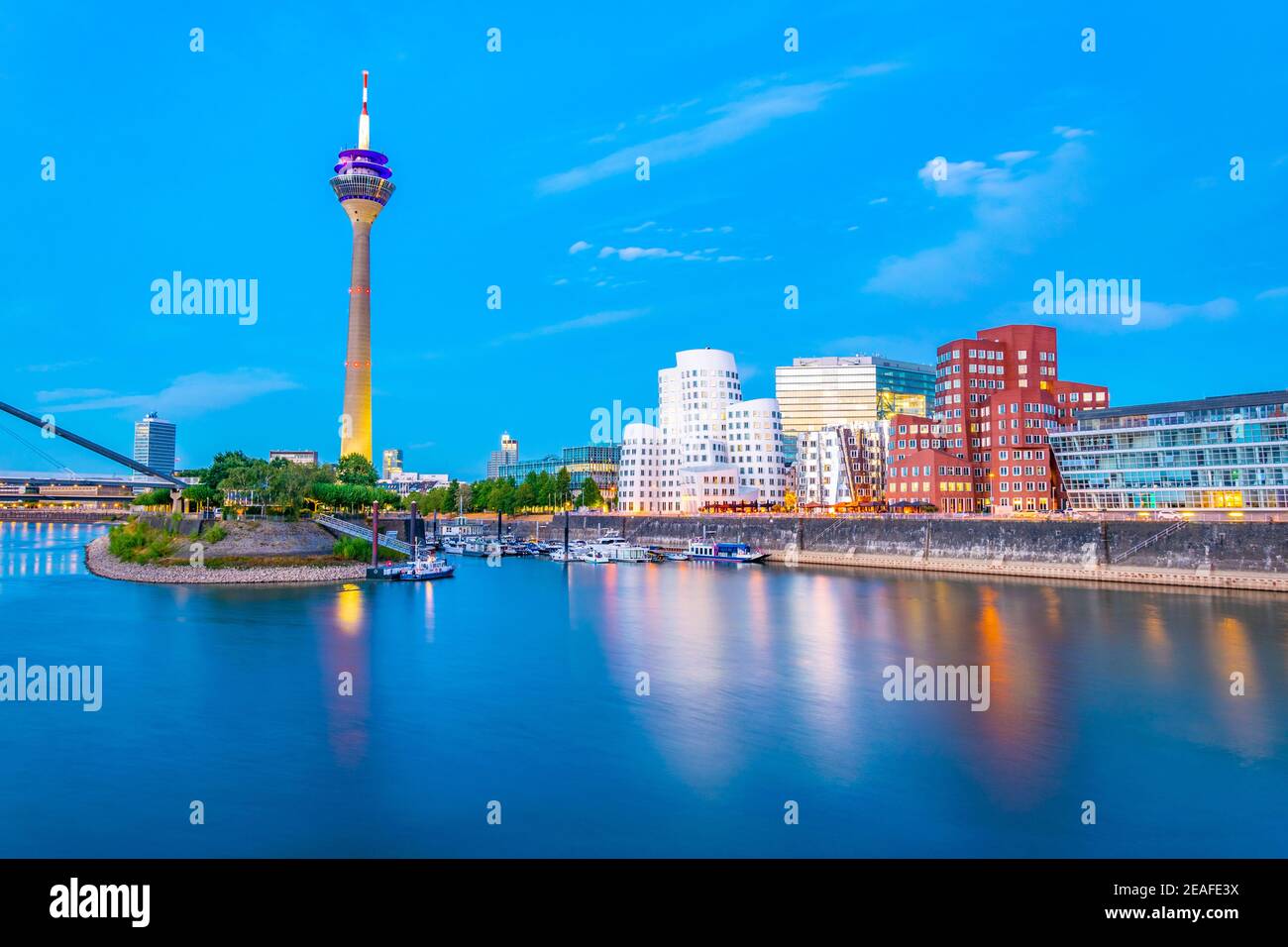 Sunset view of the Rheinturm in Dusseldorf, Germany Stock Photo - Alamy
