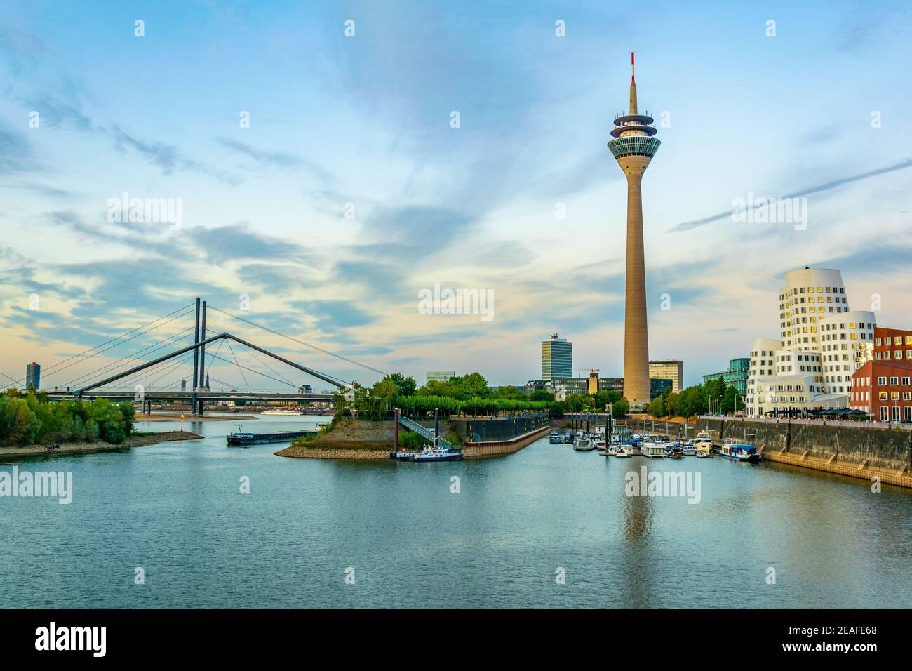 Sunset view of the Rheinturm in Dusseldorf, Germany Stock Photo - Alamy