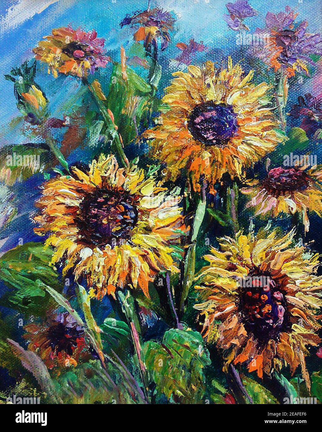 Art oil painting ,sunflower , abstract , design , background from ...