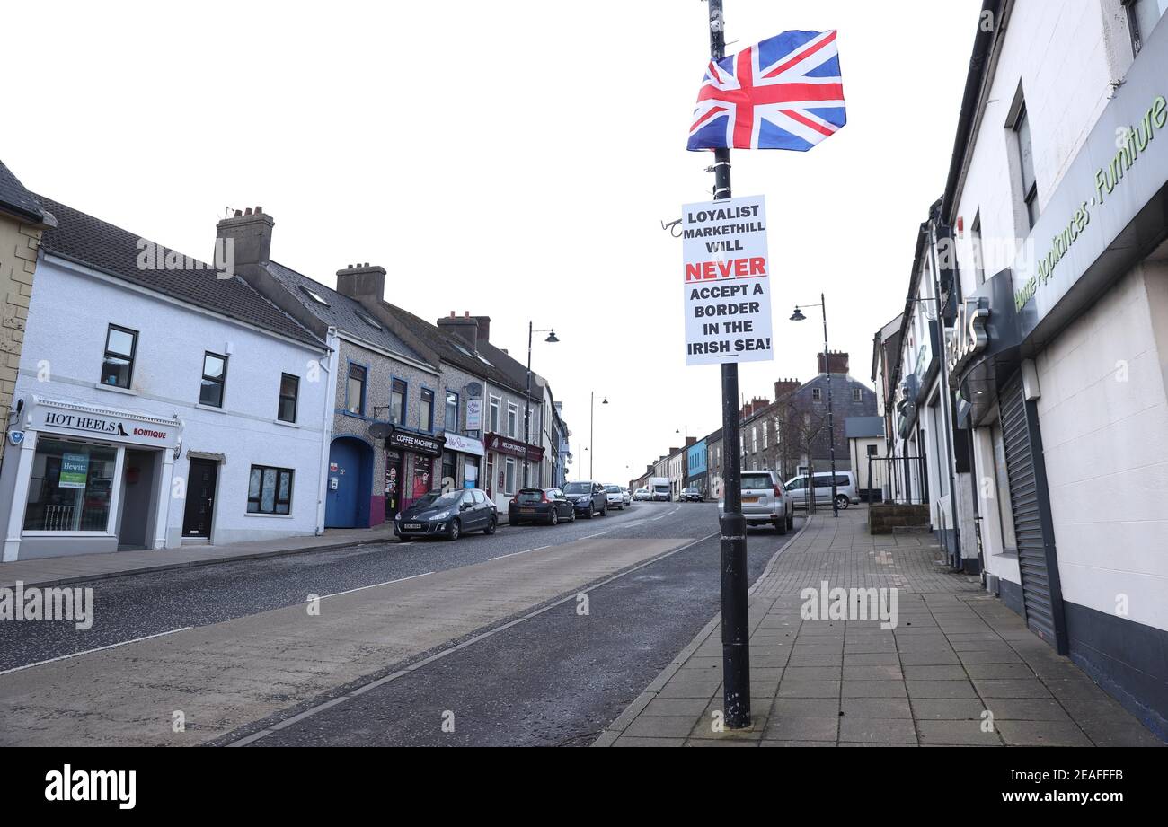 A Loyalist sign in Markethill, in County Armagh, about the Irish Sea ...