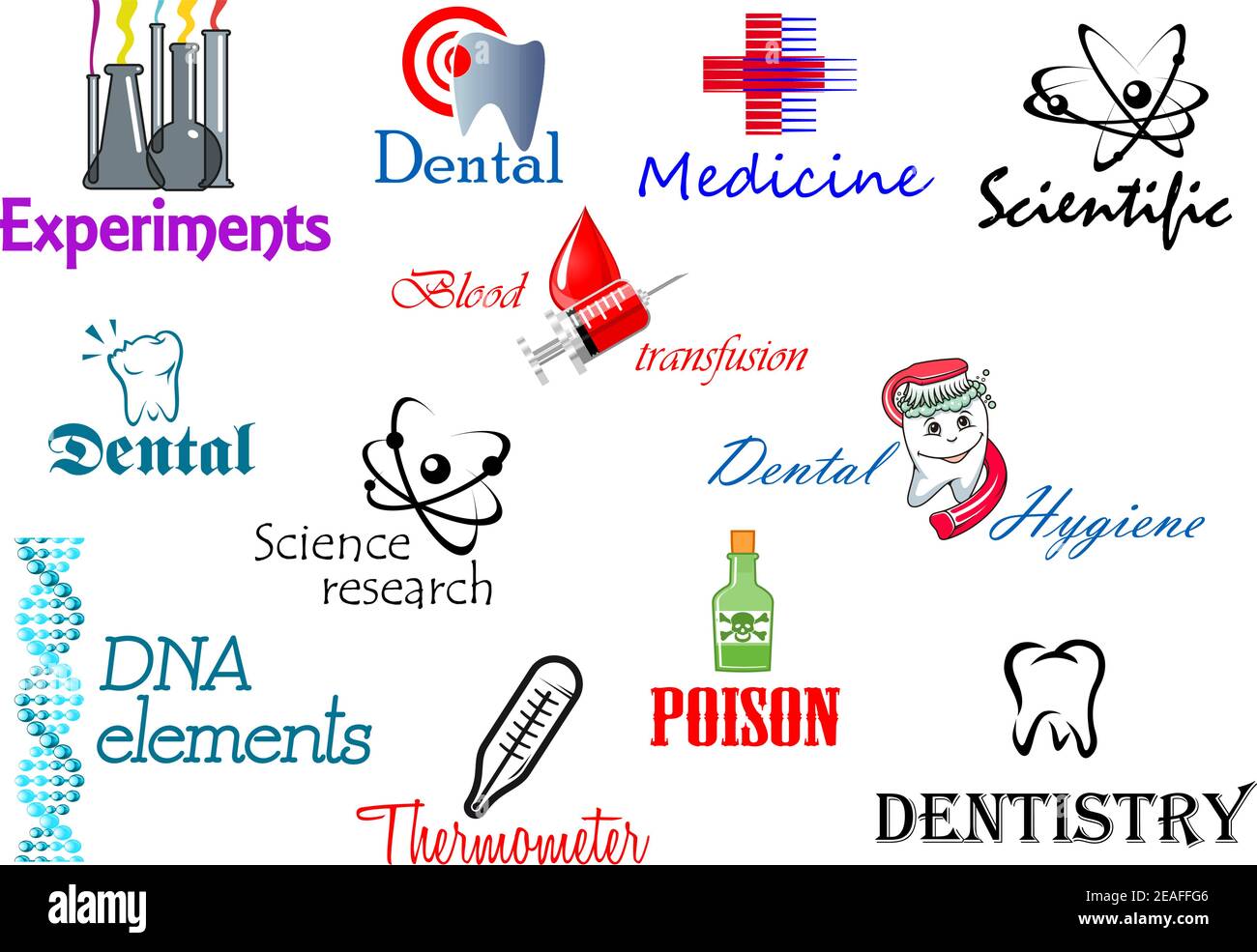 Scientifical and medical symbols set for design and concepts Stock ...