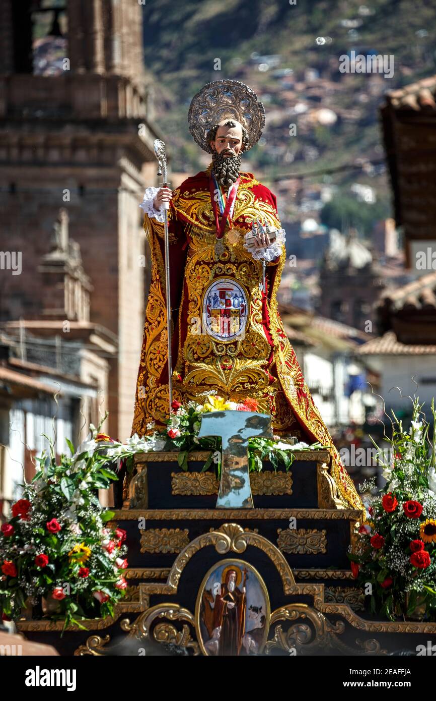 San Antonio Abad float, procession, Plaza de Armas, Corpus Christi ...