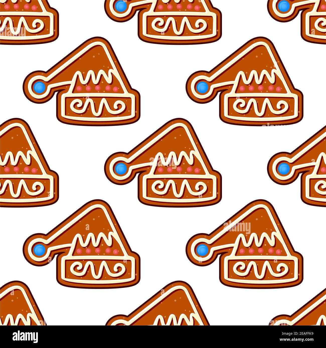Christmas hat gingerbread seamless pattern for holiday design Stock ...