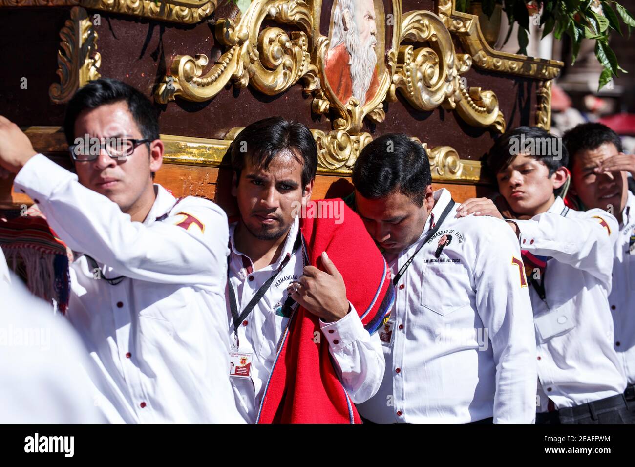 Porters, San Antonio Abad float, procession, Plaza de Armas, Corpus ...