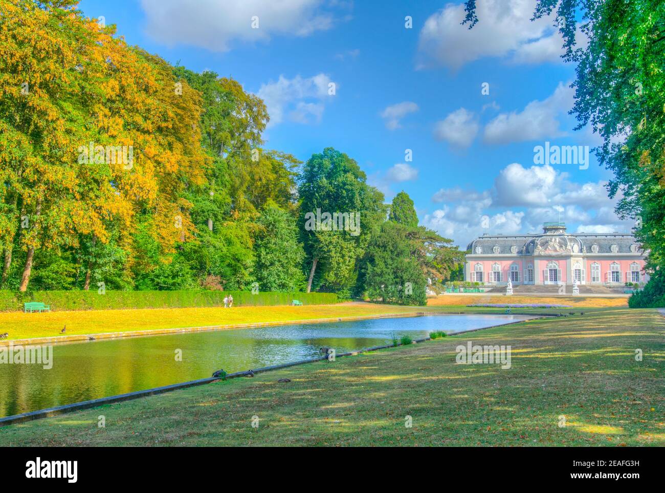 Benrath castle with castle pond and castle garden hi-res stock ...