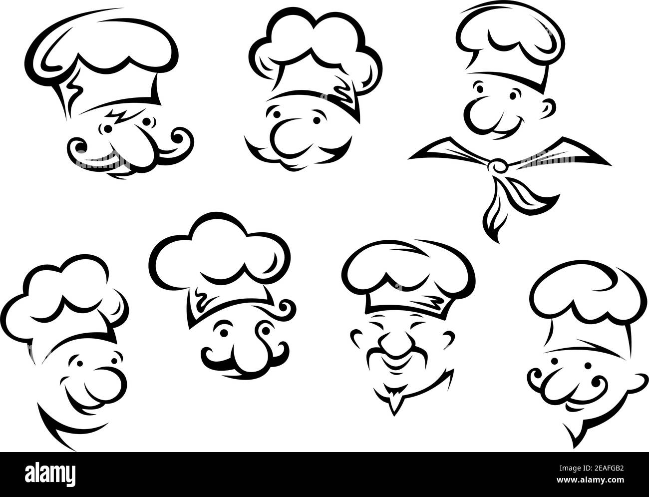 Cartoon portraits of funny chefs in sketch style Stock Vector Image ...