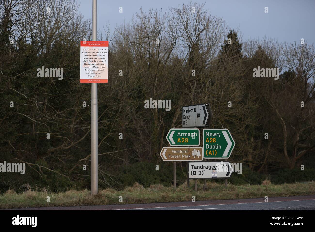 A Loyalist sign in Markethill, in County Armagh, about the Irish Sea ...
