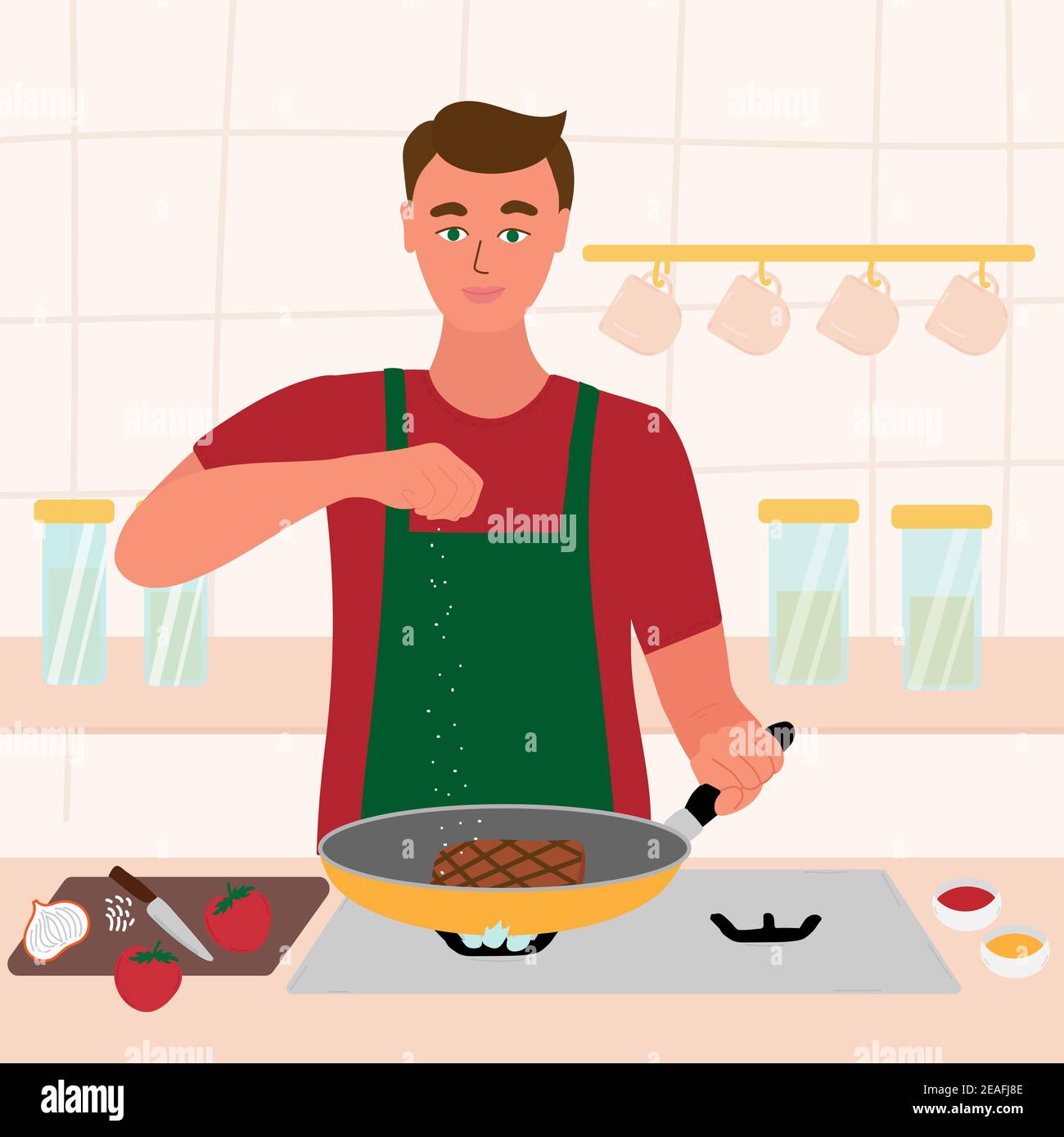 Cartoon frying pan Stock Vector Images - Alamy