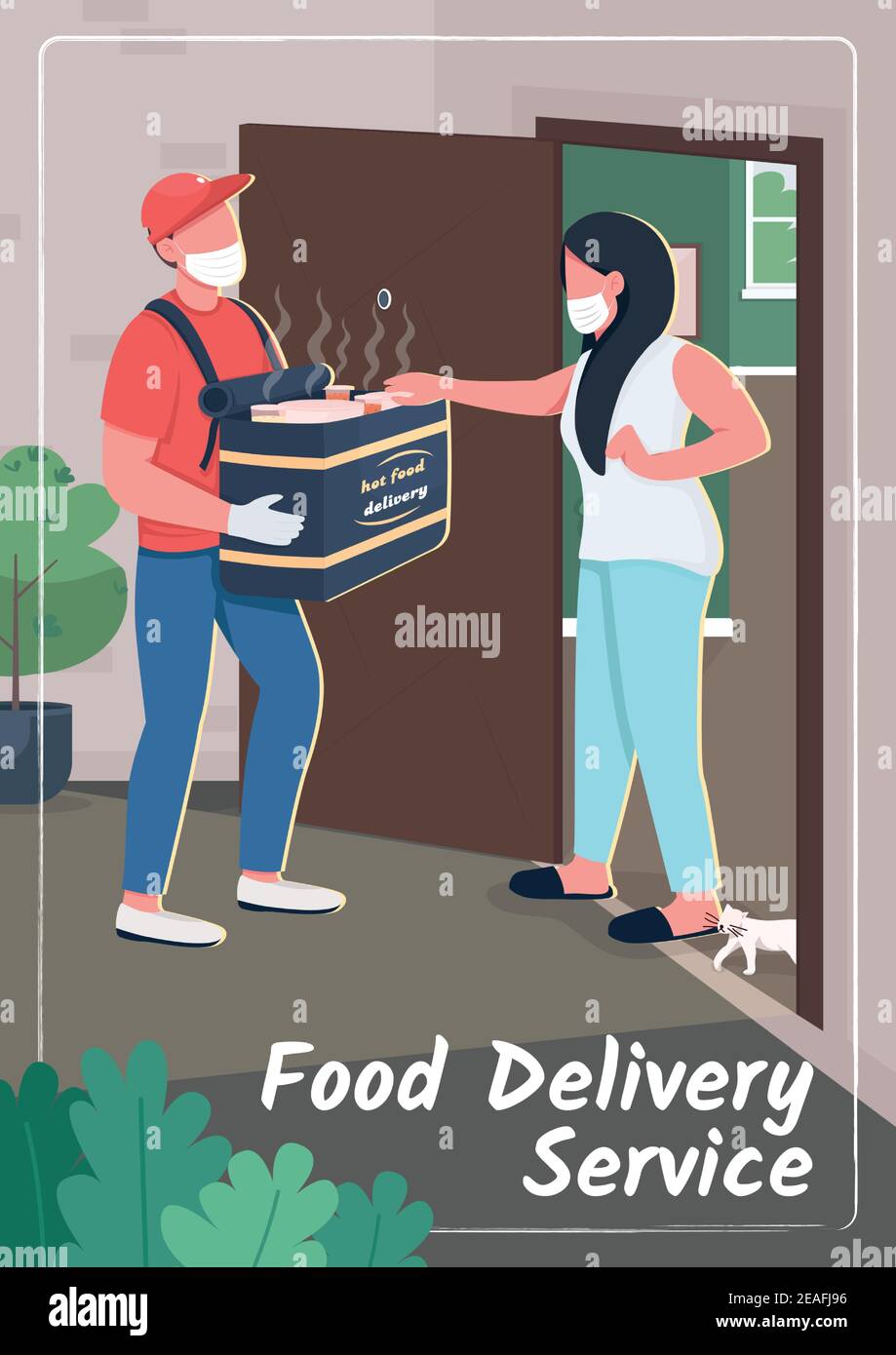 Food delivery service poster flat vector template Stock Vector Image ...