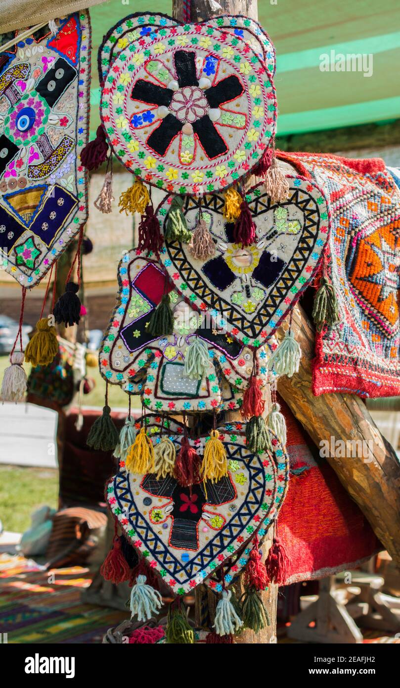 Vertical shot of traditional objects and souvenirs in the market Stock ...