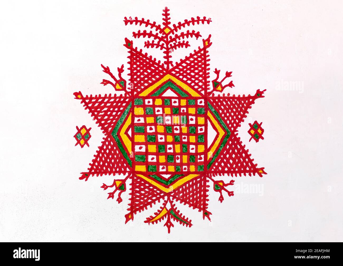 Berber eight-pointed star decorations on a wall, Tripolitania, Ghadames ...