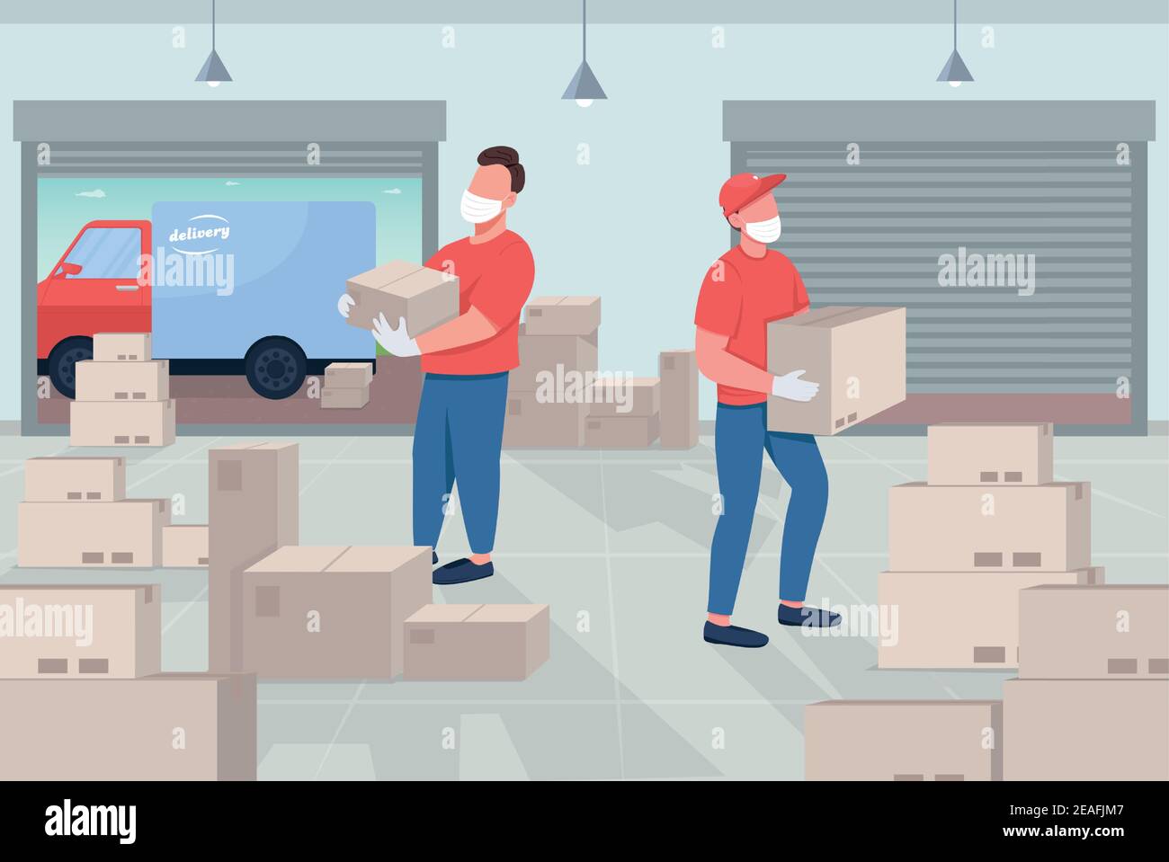 Mail warehouse flat color vector illustration Stock Vector Image & Art ...