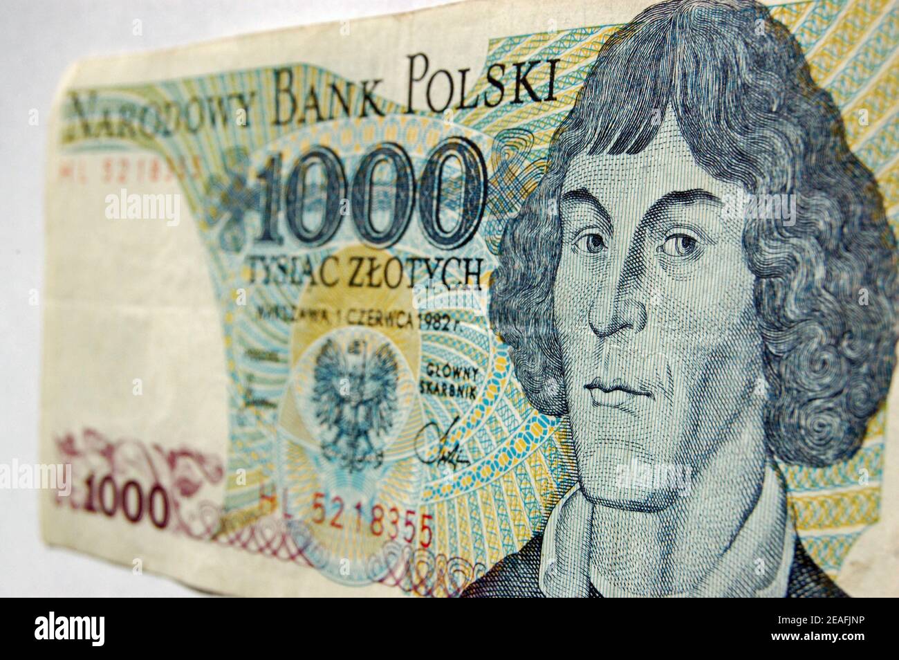 A Polish zloty banknote showing the astronomer Copernicus Stock Photo ...