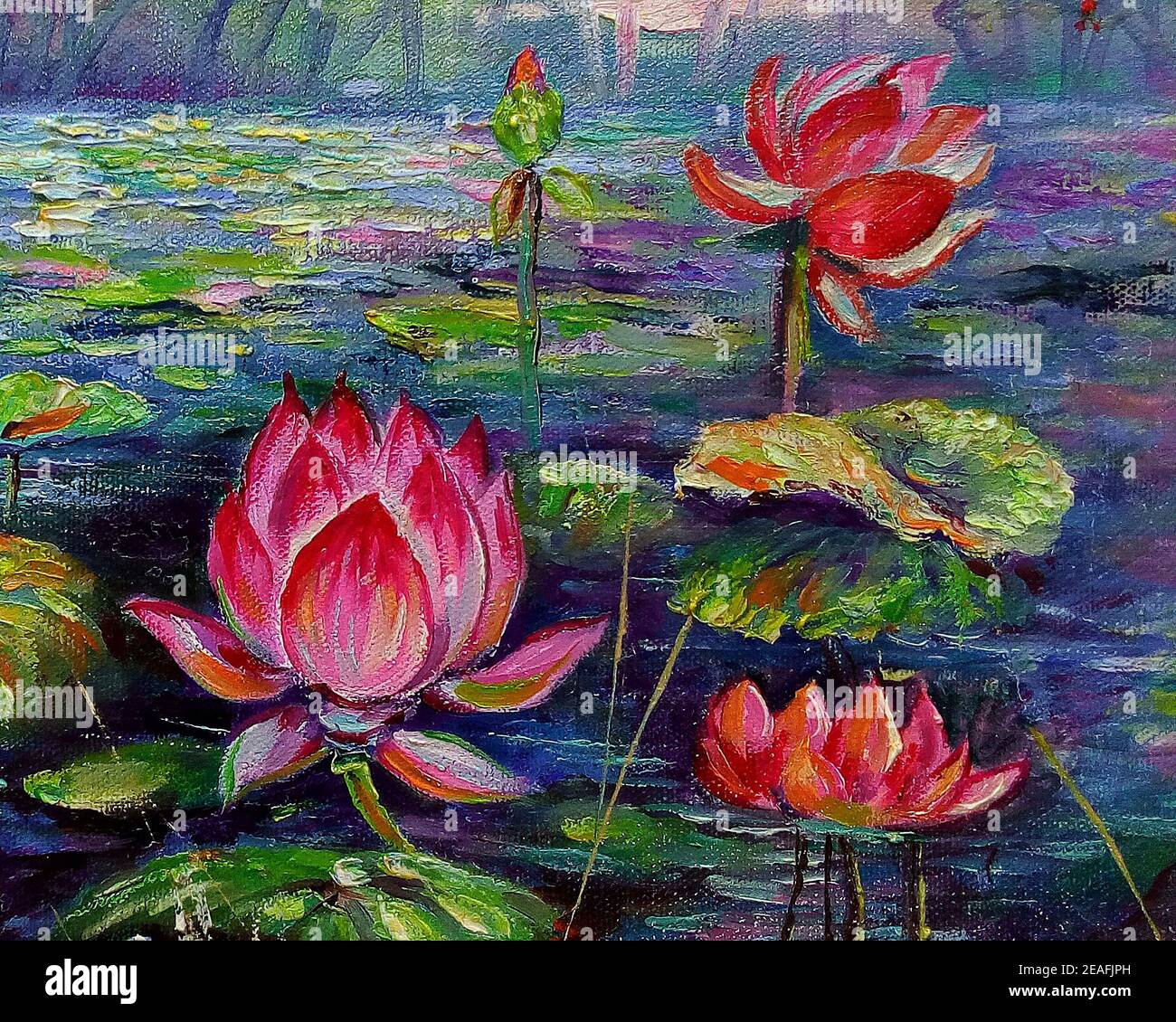 Art oil painting , lotus flower , abstract , design , background from ...