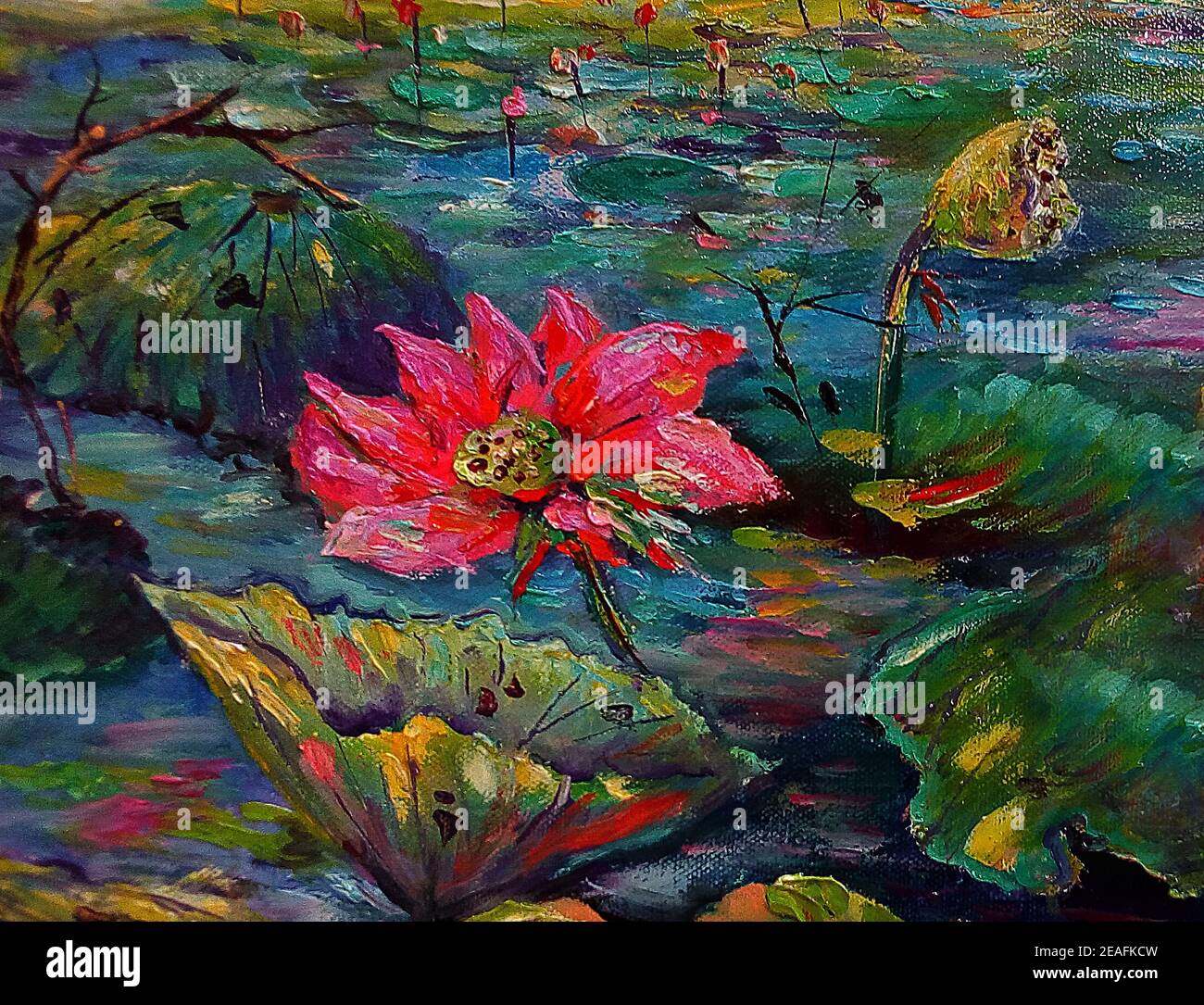 Art oil painting , lotus flower , abstract , design , background from ...