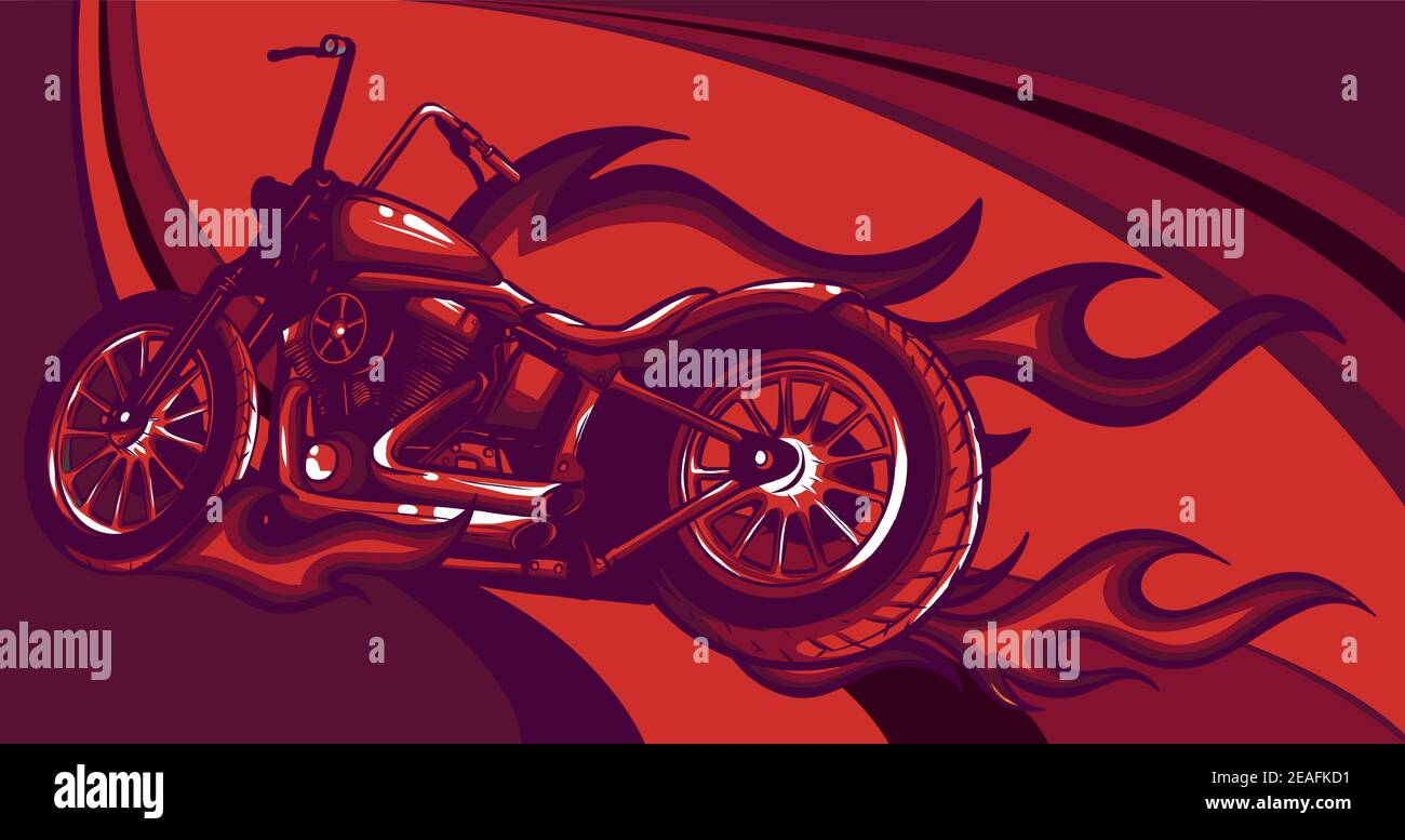 Chopper Rider Flaming Trail vector illustration art Stock Vector Image ...