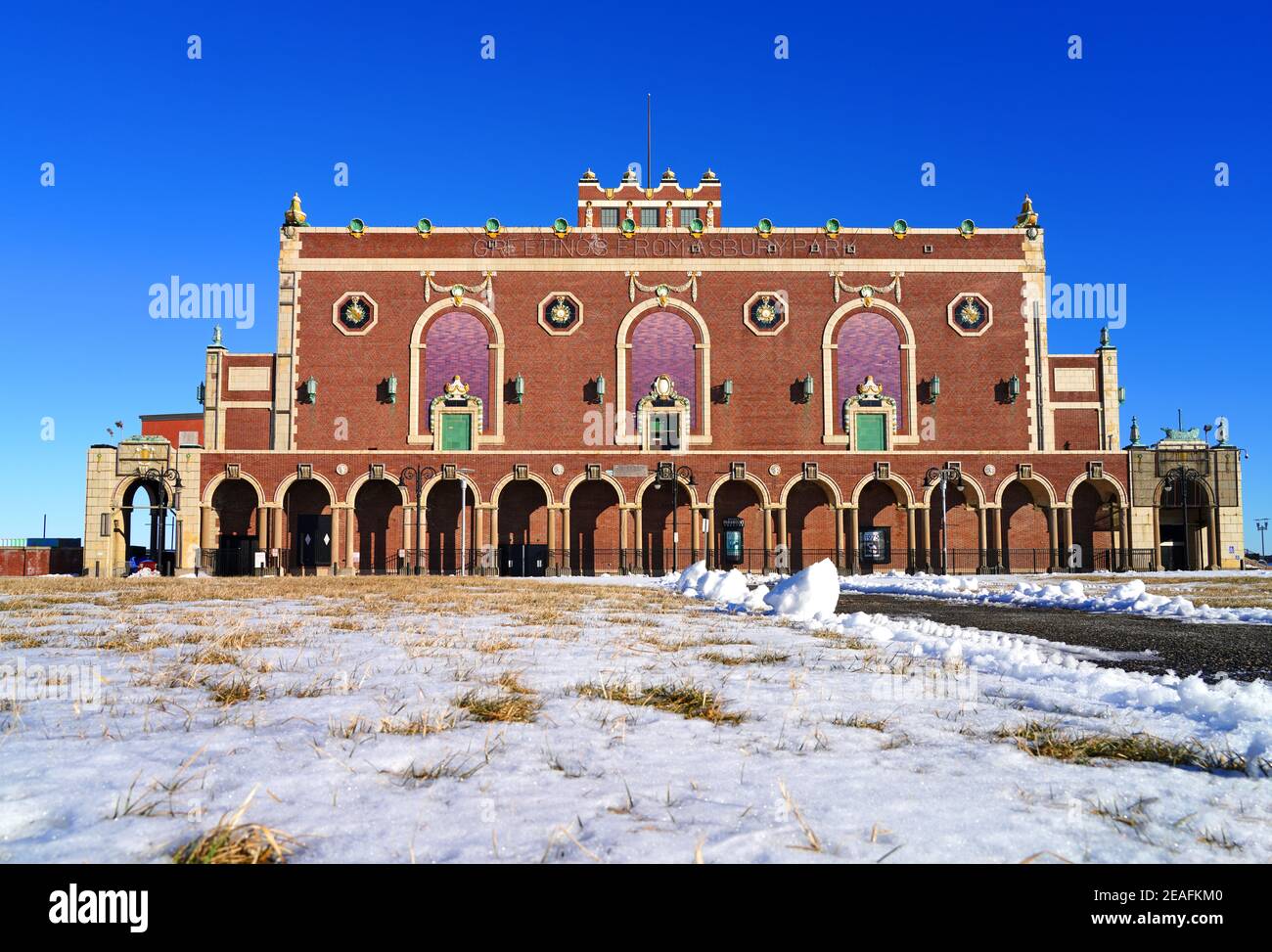 ASBURY PARK, NJ -4 FEB 2021- Winter view of the landmark Asbury Park ...