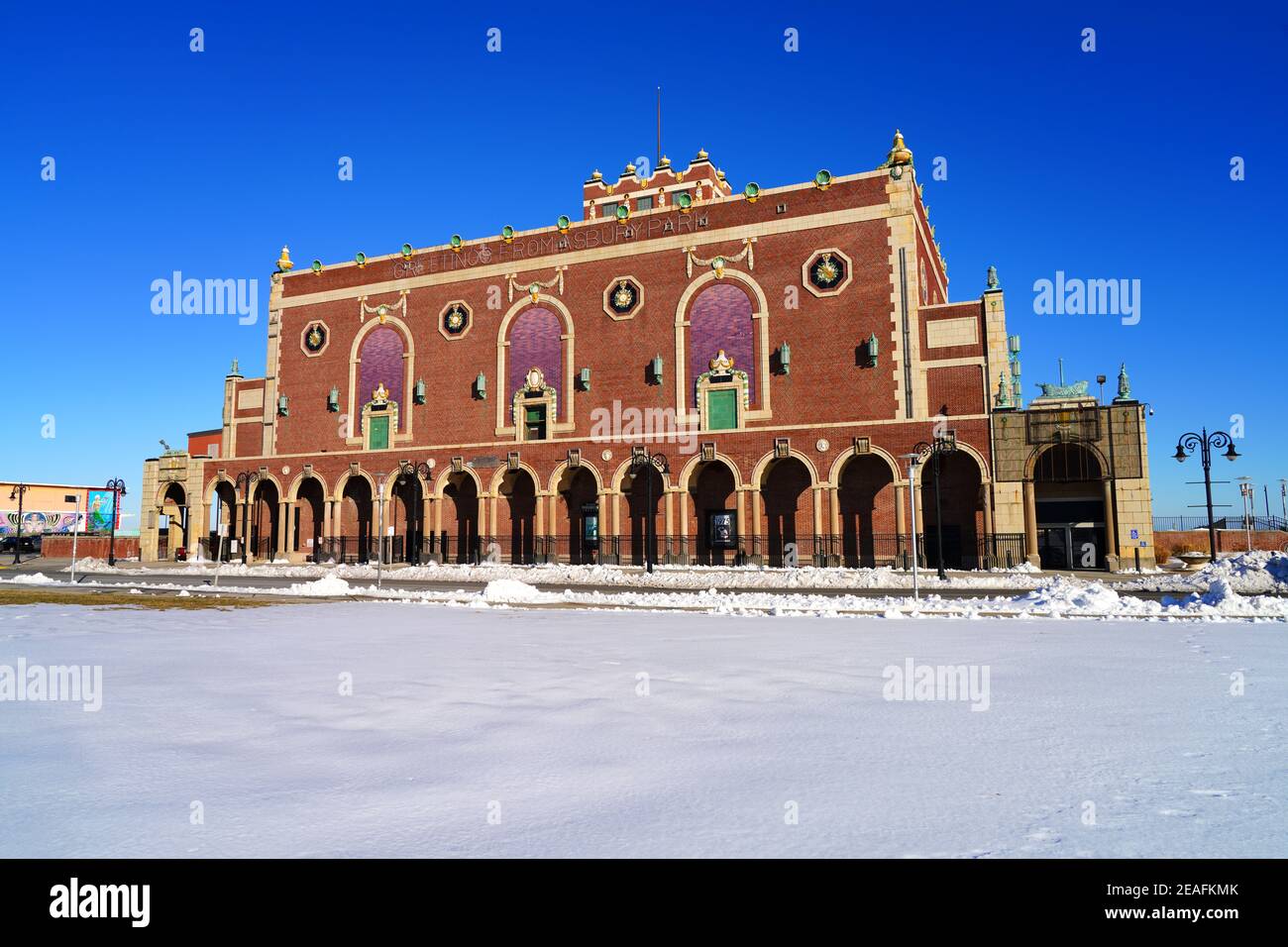 ASBURY PARK, NJ -4 FEB 2021- Winter view of the landmark Asbury Park ...