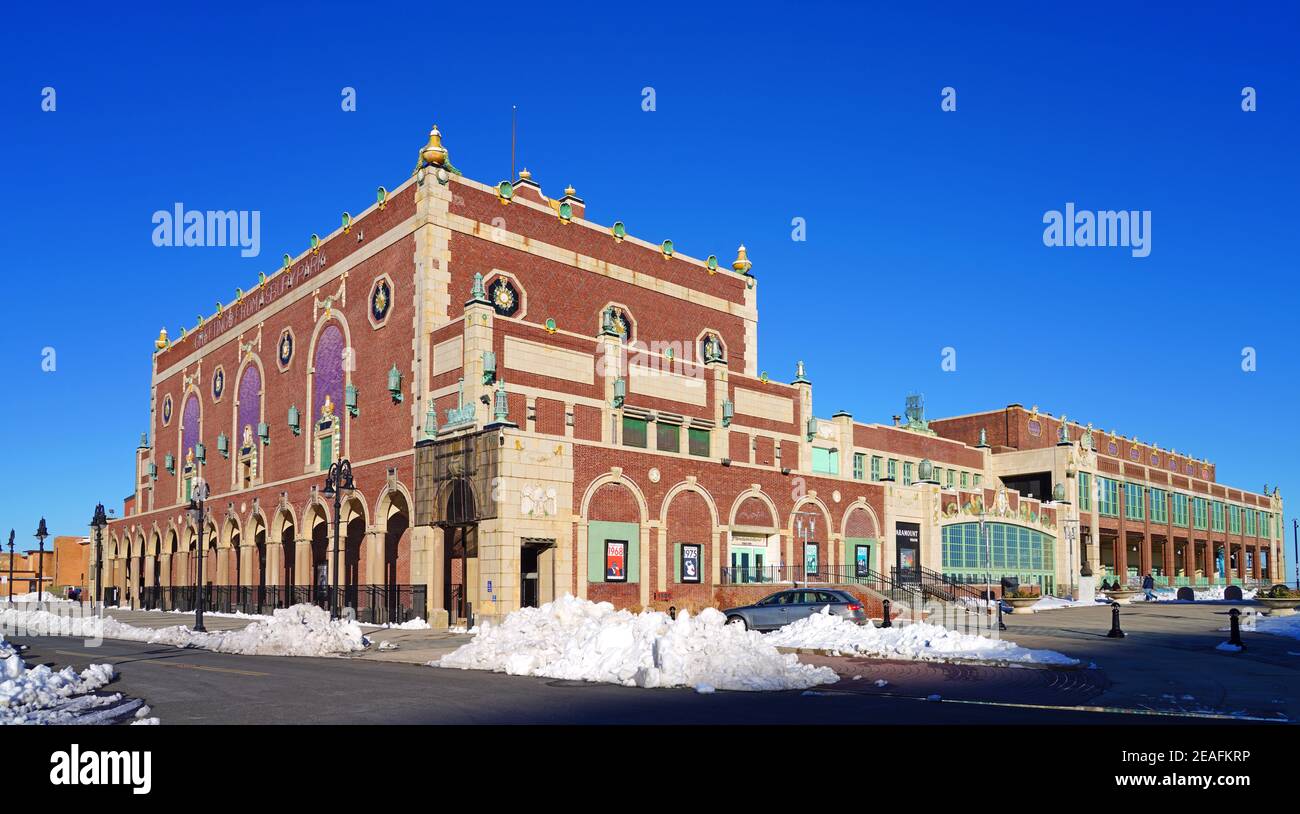 ASBURY PARK, NJ -4 FEB 2021- Winter view of the landmark Asbury Park ...