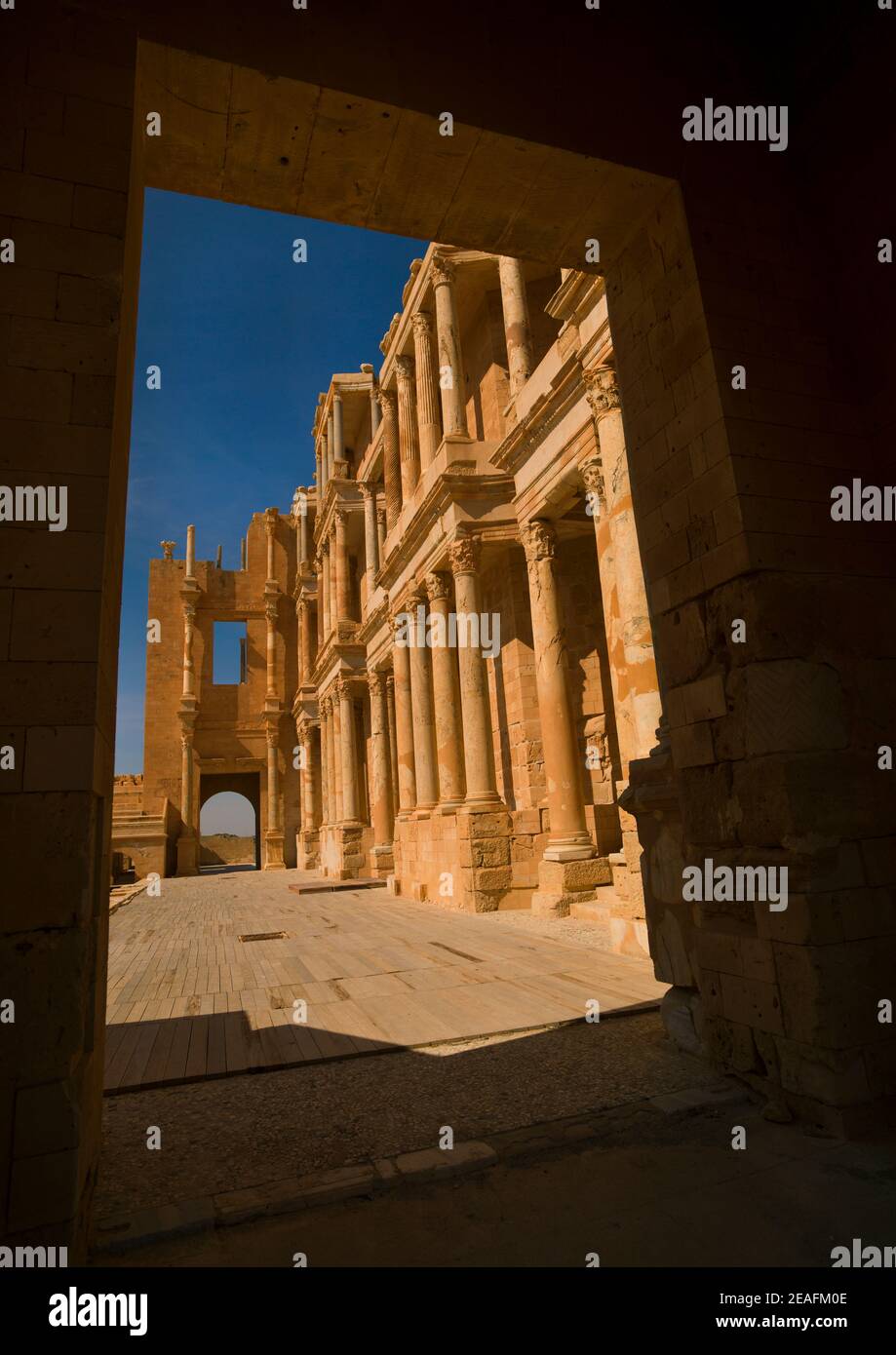 Theatre in ancient roman city, Tripolitania, Sabratha, Libya Stock Photo - Alamy
