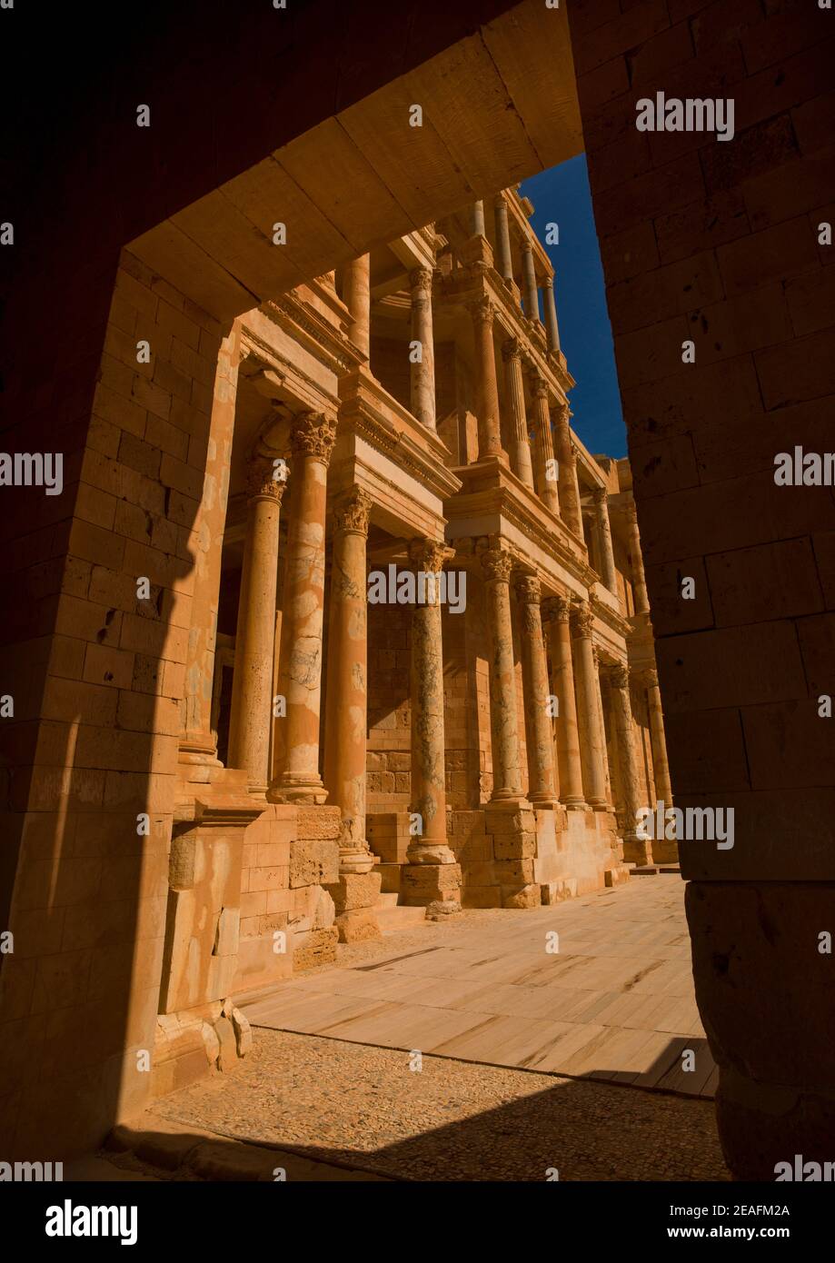 Theatre in ancient roman city, Tripolitania, Sabratha, Libya Stock Photo - Alamy