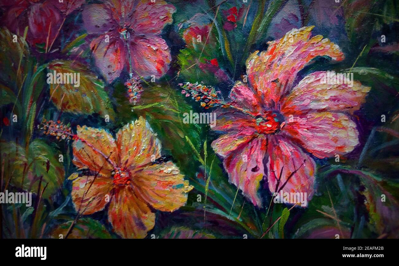 Art oil painting flower , abstract , design , background from thailand ...
