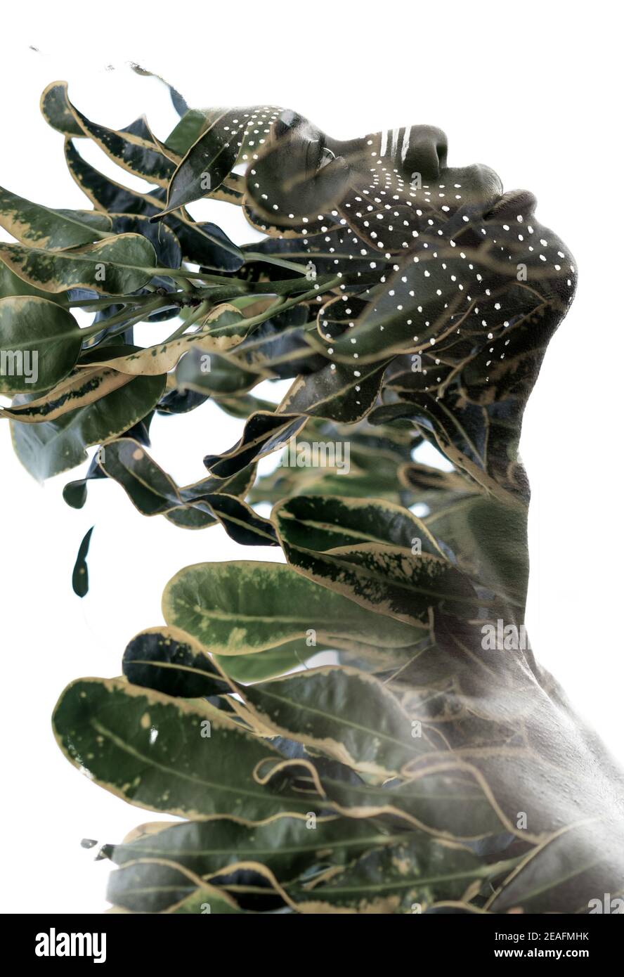 A double exposure portrait with surreal effect Stock Photo - Alamy