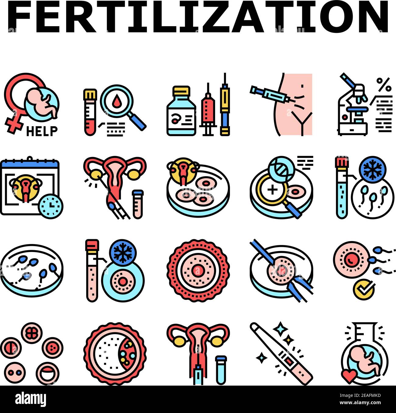 Fertilization Treat Collection Icons Set Vector Stock Vector Image ...