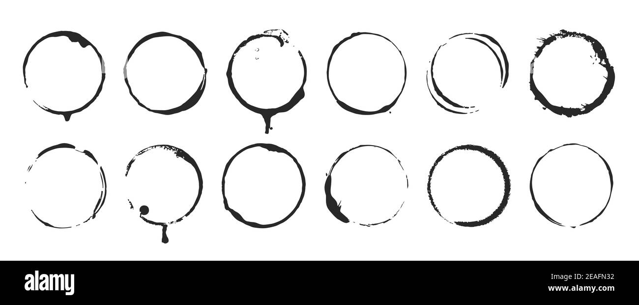 Grunge circle brush ink frames set. Vector eps 10 set Stock Vector ...