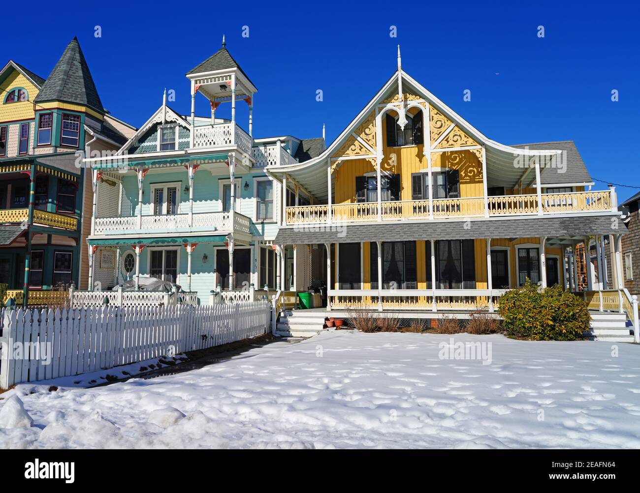 OCEAN GROVE, NJ -4 FEB 2021- View of Painted Ladies Victorian houses in ...
