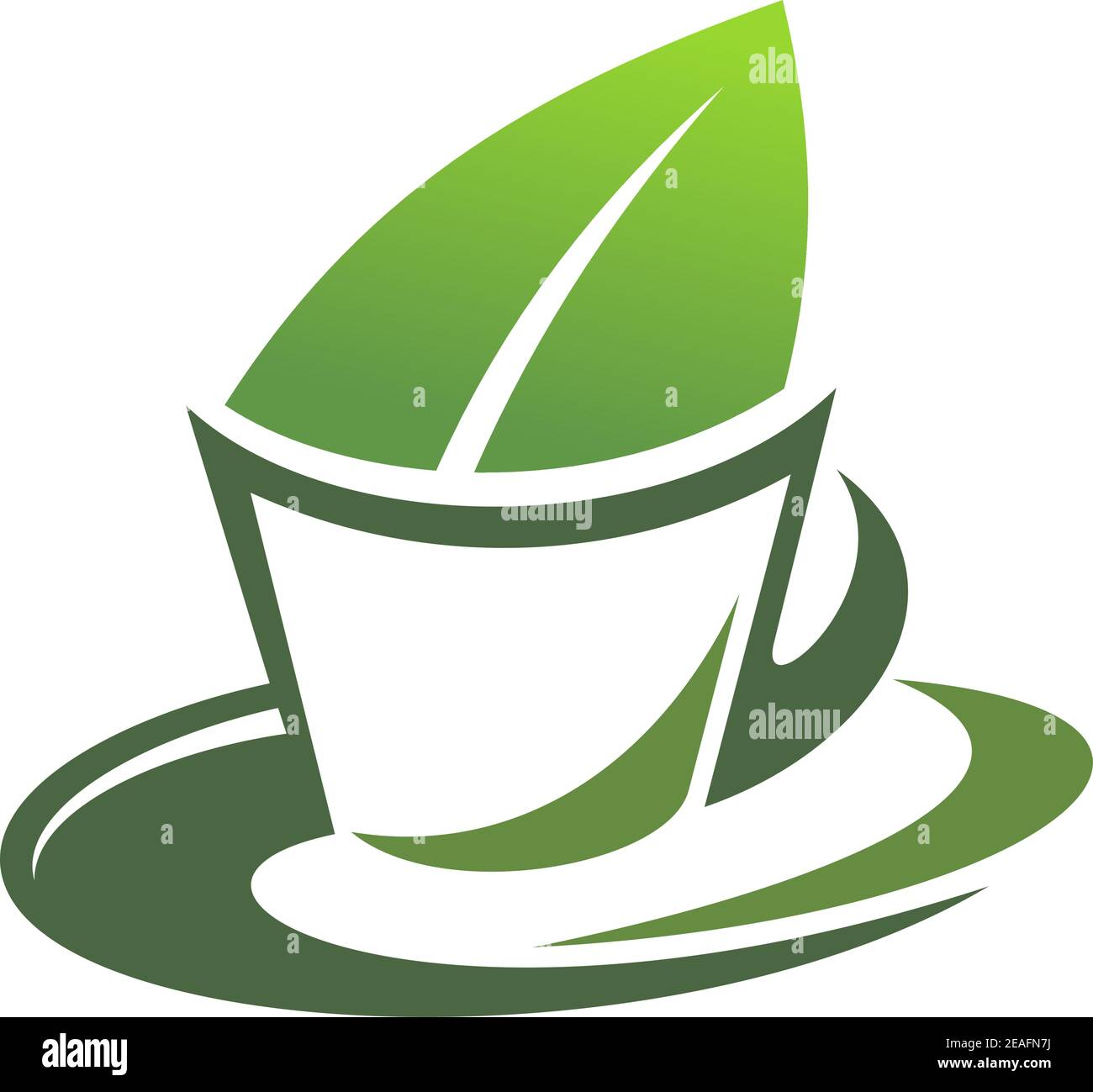 Cartoon illustration of herbal tea with a green leaf in the cup Stock ...