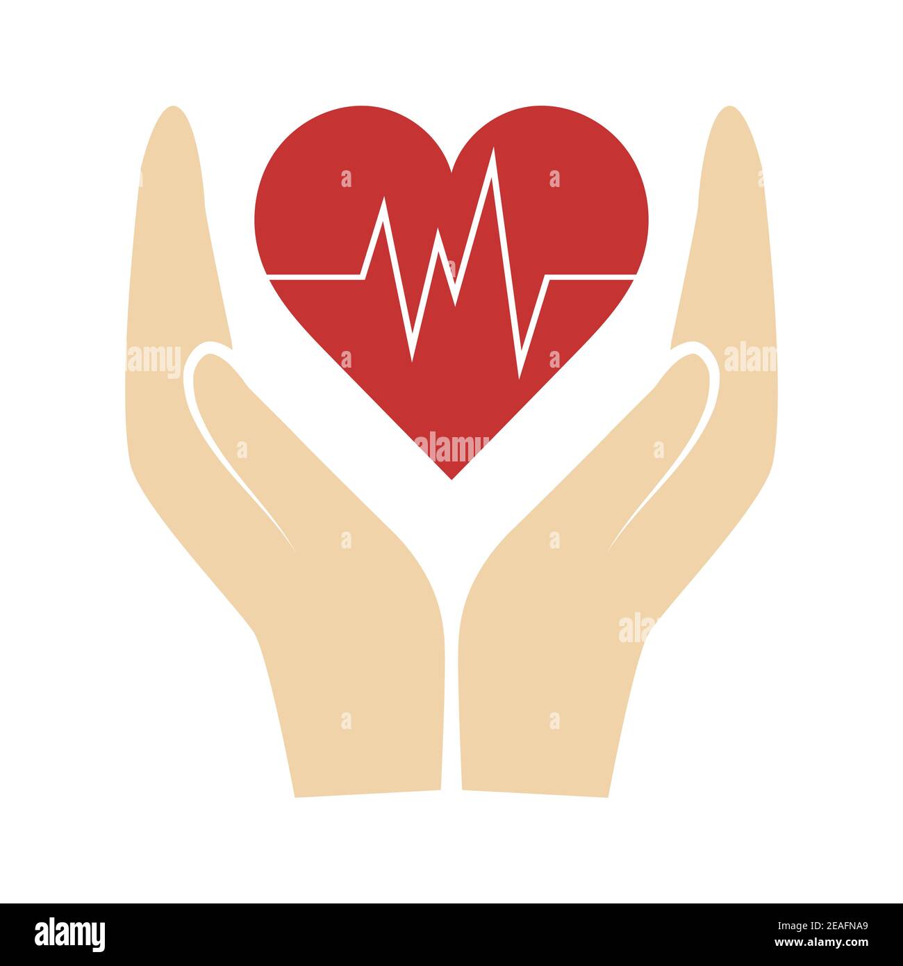 Healthcare hands holding heart flat vector icon for apps and website ...