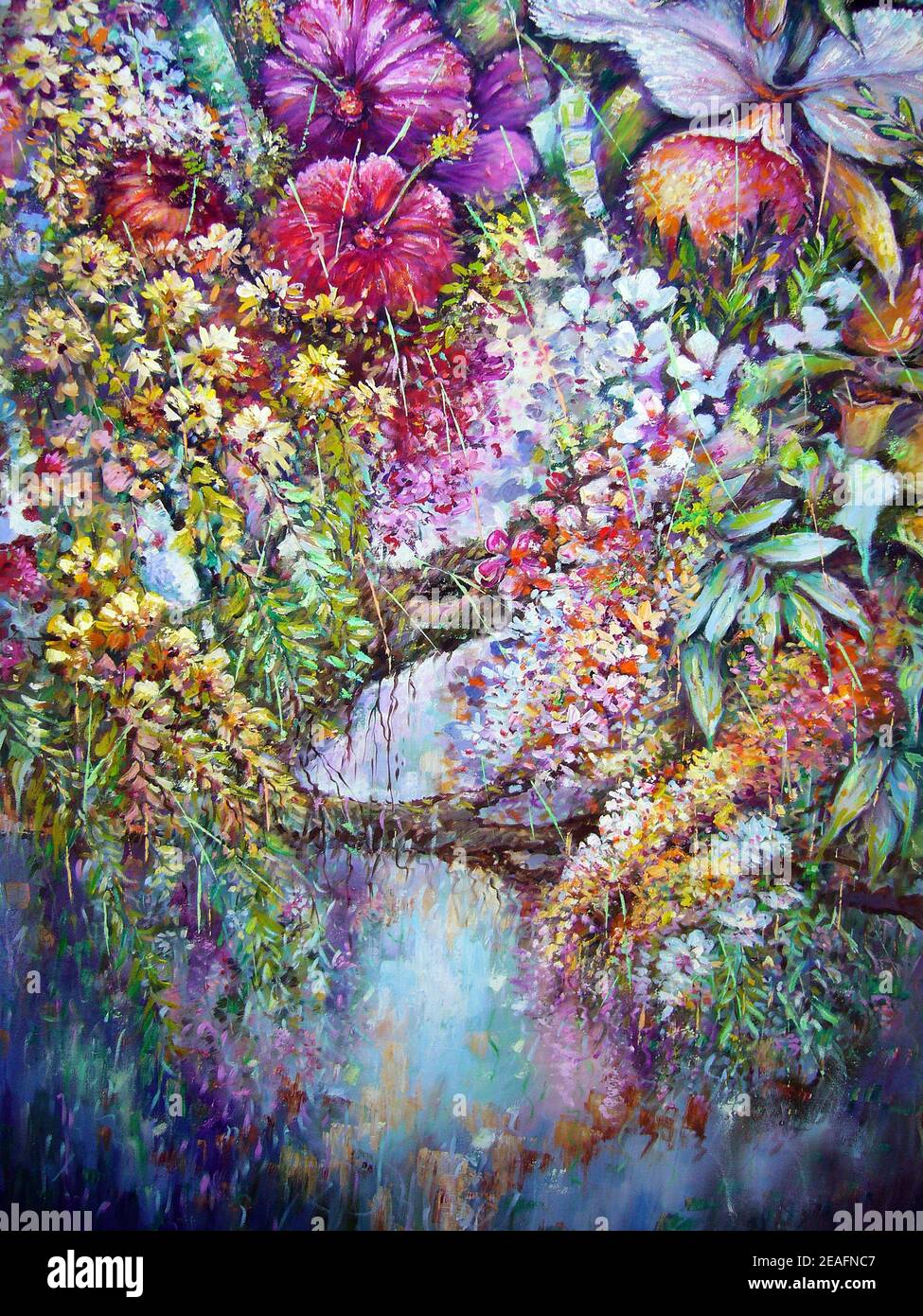 Art oil painting flower , abstract , design , background from thailand ...